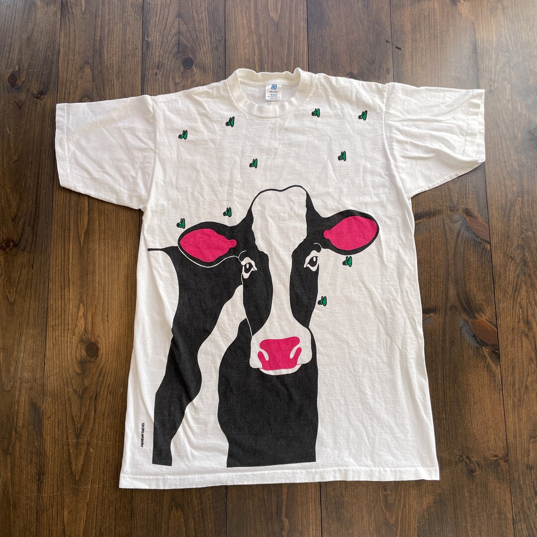 Vintage 1990s Cow Large Print Cartoon Graphic Single Stitch - Etsy