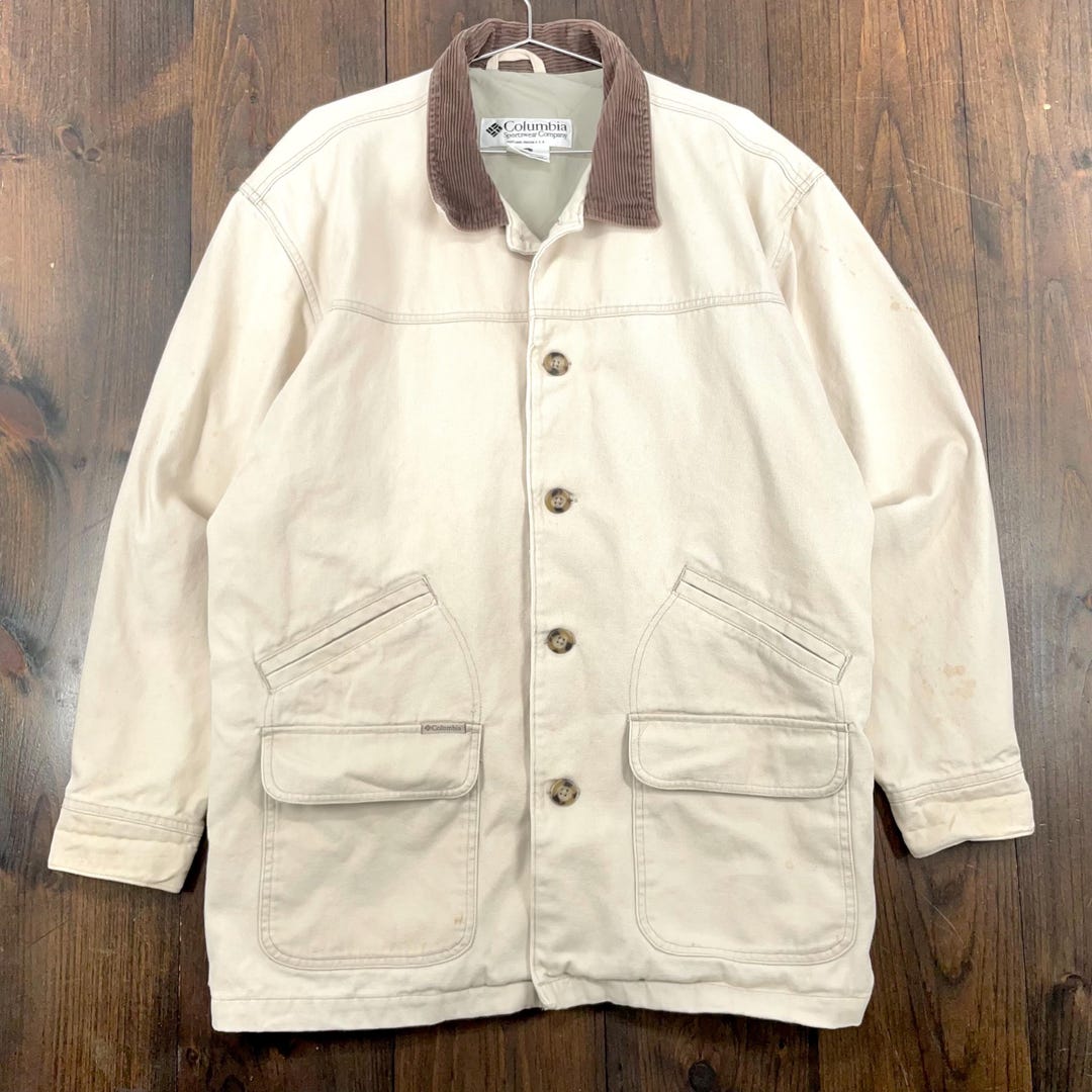 Vintage 1990s Columbia Barn Jacket Canvas Trench Chore Coat / Tag Size ...