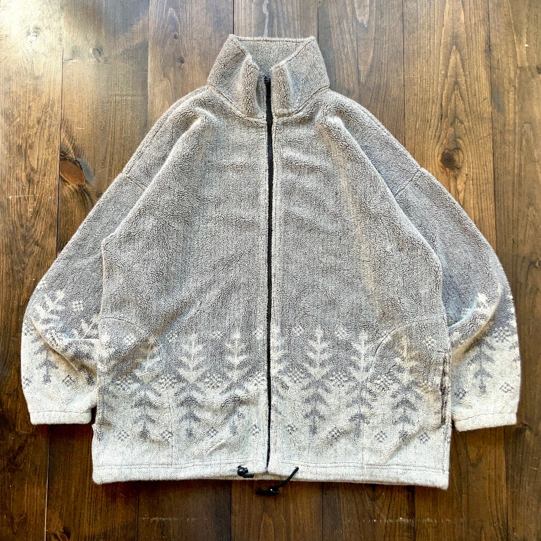 Vintage 1990s Forest Trees All Over Print Double Sided Fleece Zip ...
