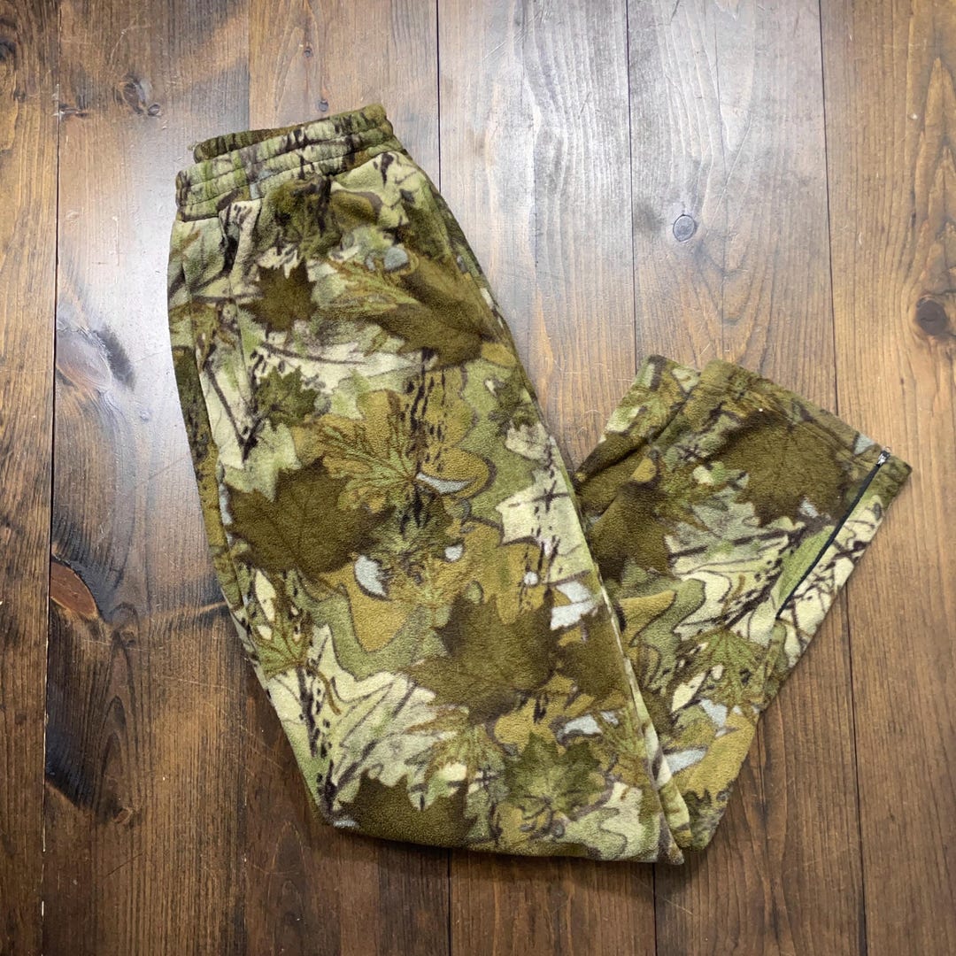 Vintage 1990s Camo Camouflage Fleece Nature Outdoor Sweatpants / Size ...