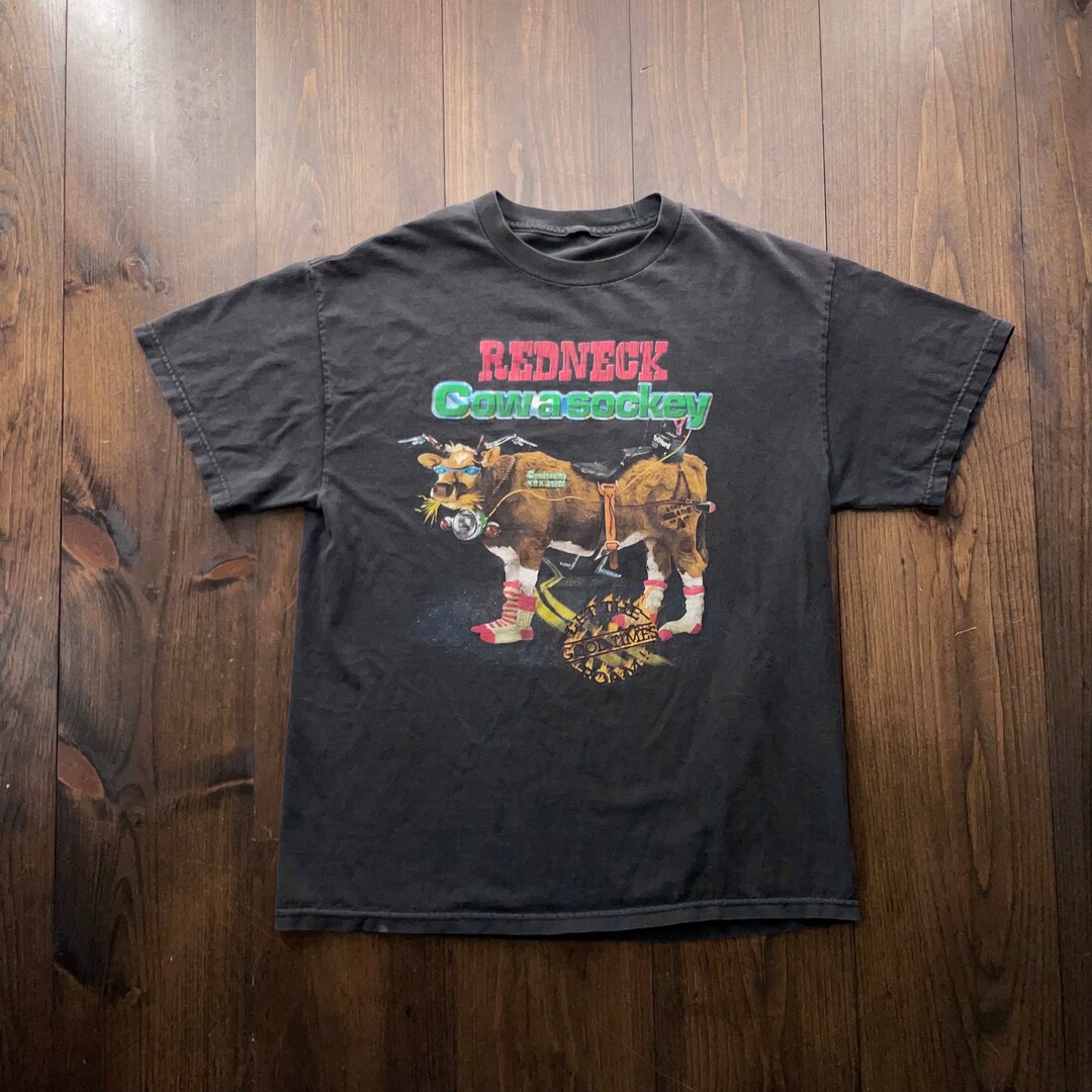 Vintage 1990s Redneck Cow a Sockey Funny Cartoon Joke Comedy Graphic ...