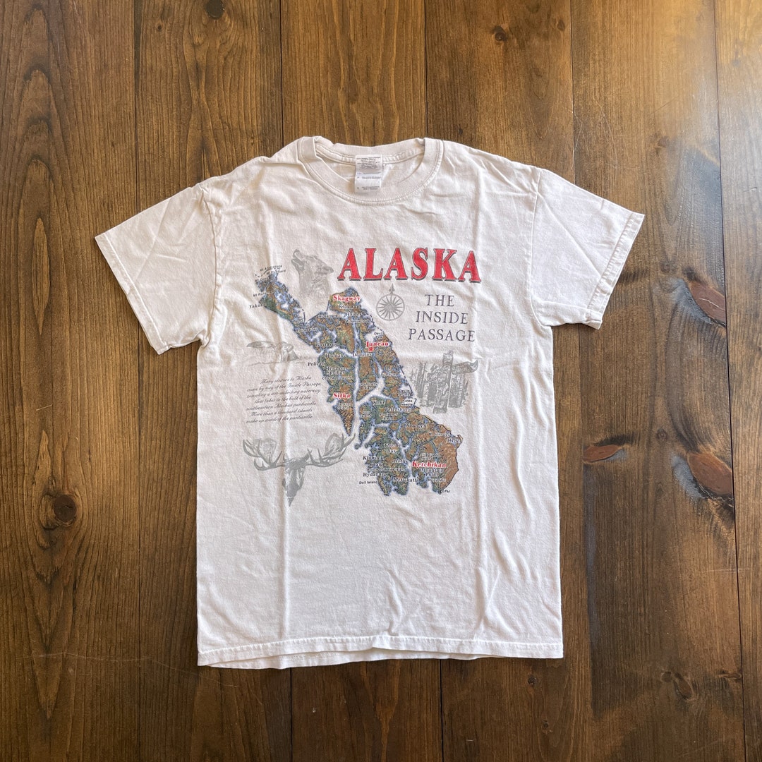 Vintage 1990s Alaska Map Travel Souvenir Wilderness Forest Outdoors ...