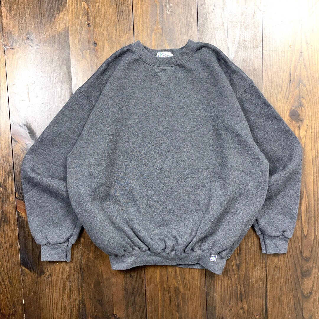 Vintage 1990s Grey Blank Discus Simple Crewneck Sweatshirt / Made in ...