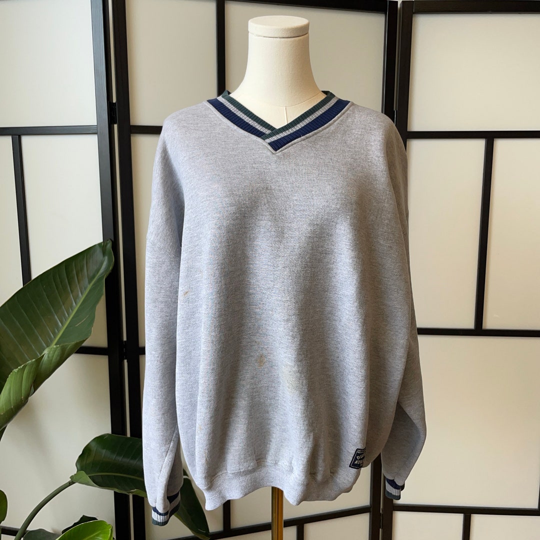 Vintage 1990s Grey Blank Russell Athletic Simple Striped Ringer ...