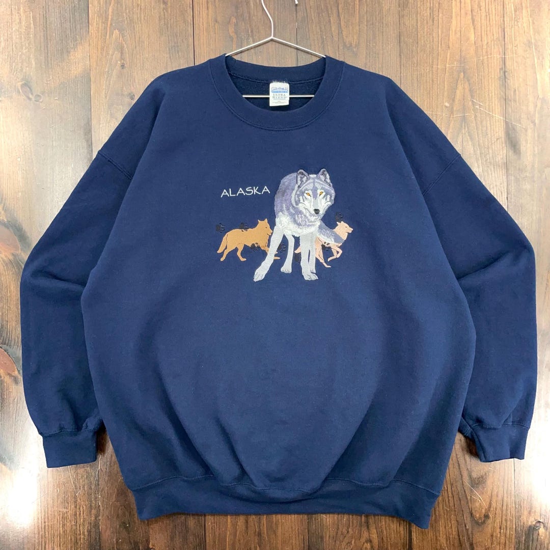 Vintage 1990s Alaska Wolf Wolves Wildlife Nature Animal Crewneck ...