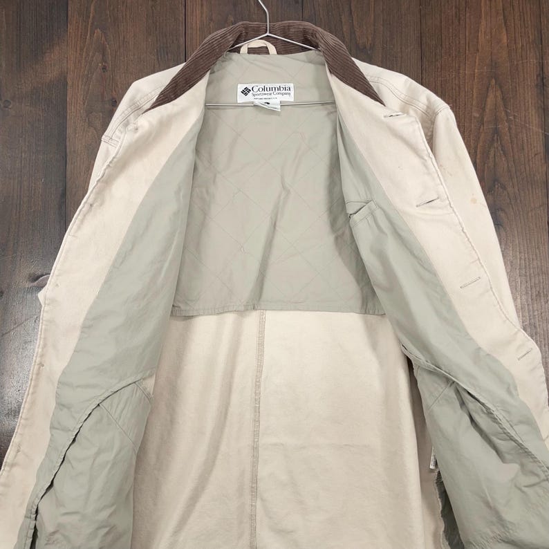 Vintage 1990s Columbia Barn Jacket Canvas Trench Chore Coat / Tag Size ...