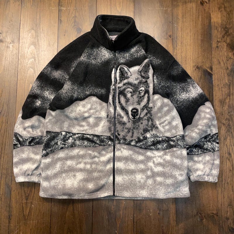 Wolf Fleece Jacket - Etsy UK