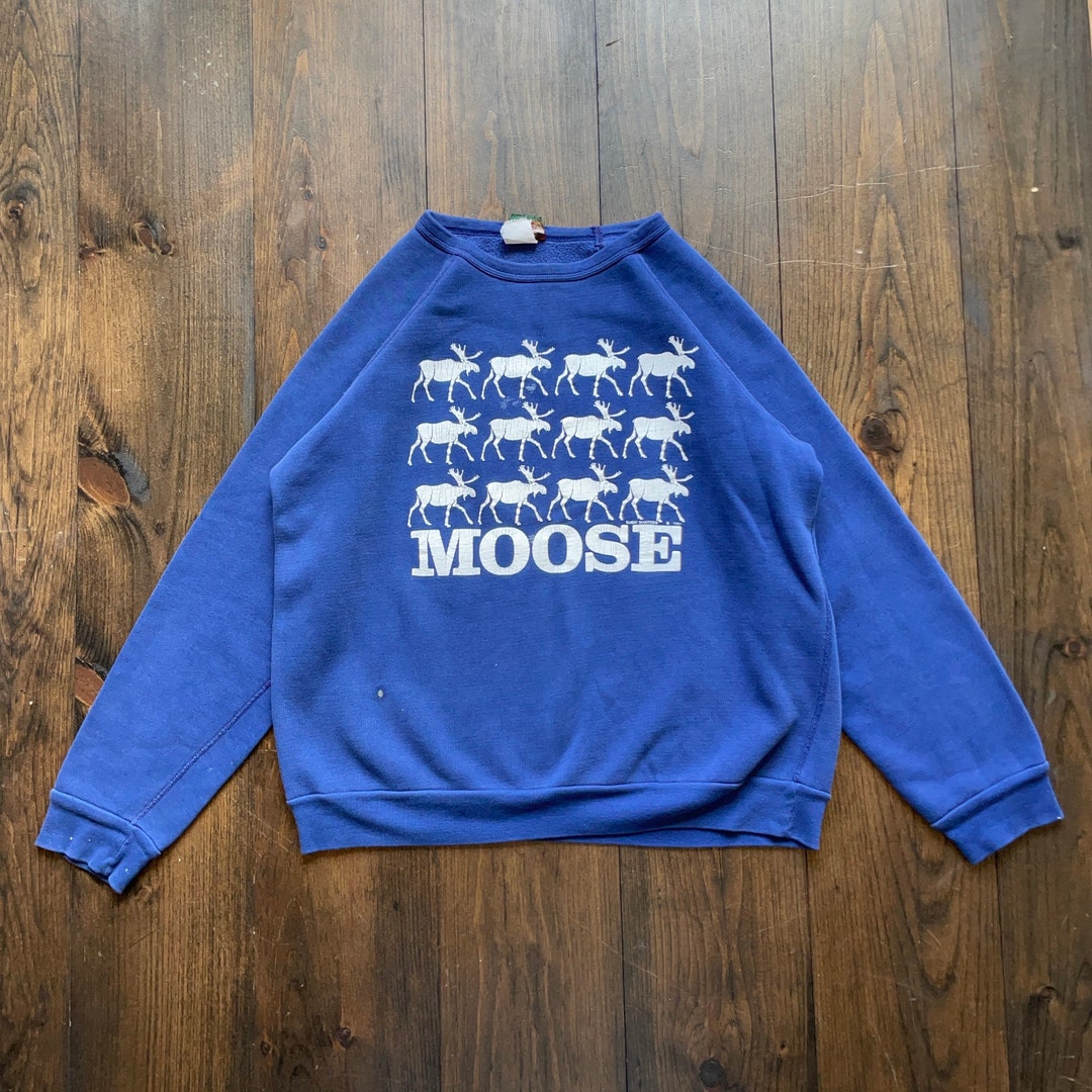 Vintage 1987 Moose Wildlife Graphic Crewneck Sweatshirt / See ...