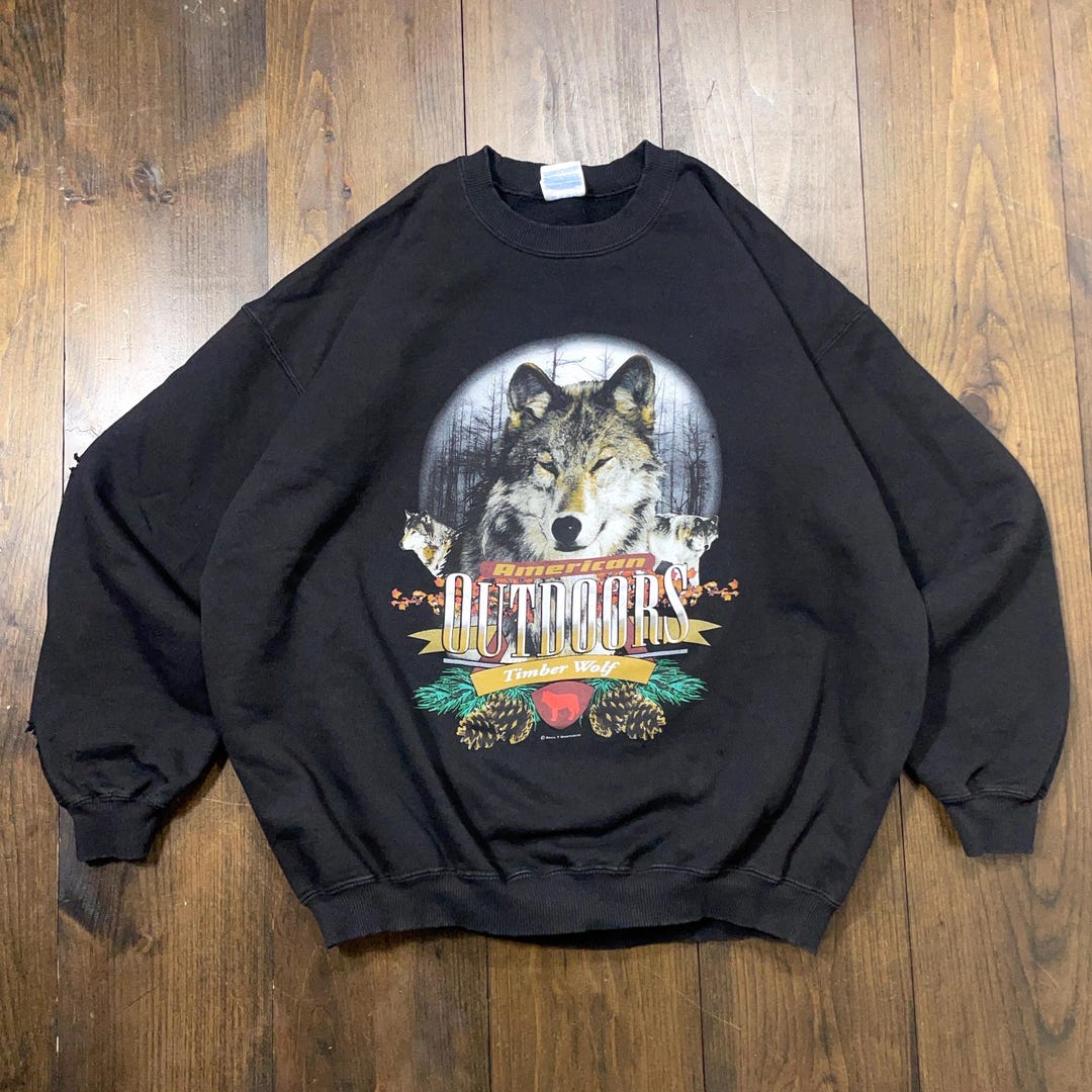 Vintage 1990s Timber Wolf Wildlife Nature Crewneck Sweatshirt / Size XL ...
