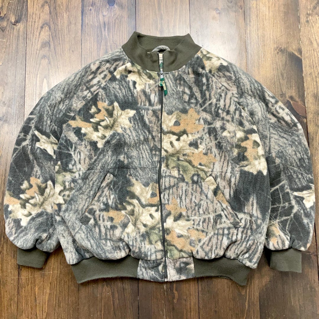 Vintage 1990s Realtree Camo Camouflage Fleece Zipper Bomber Jacket ...