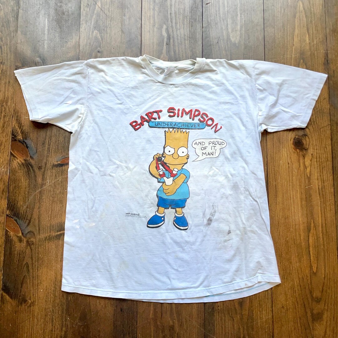 Vintage 1989 Bart Simpson Matt Groening Animated Cartoon Single Stitch ...