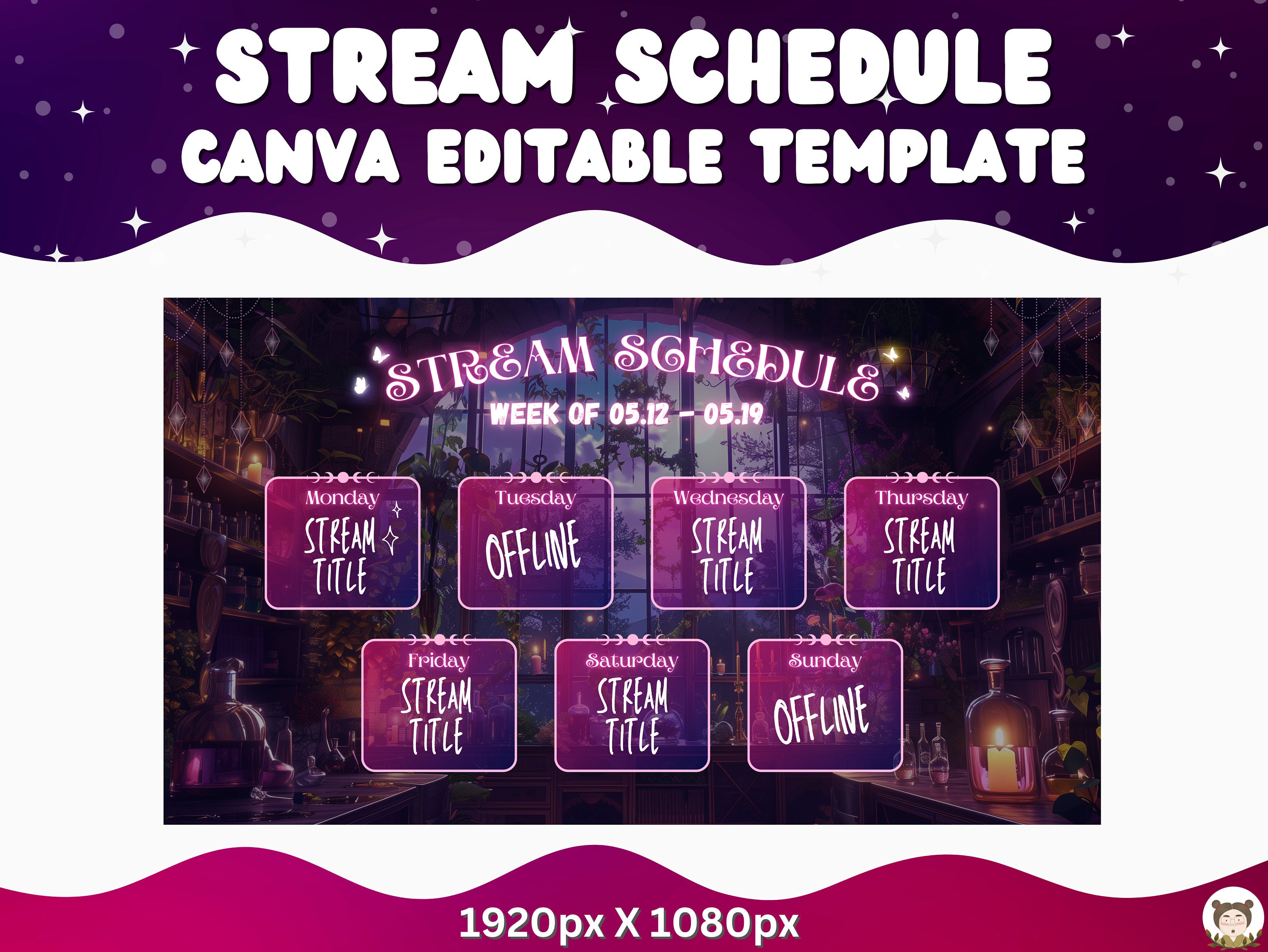 Stream Schedule Purple Witch Twitch Fantasy Stream Customizable ...