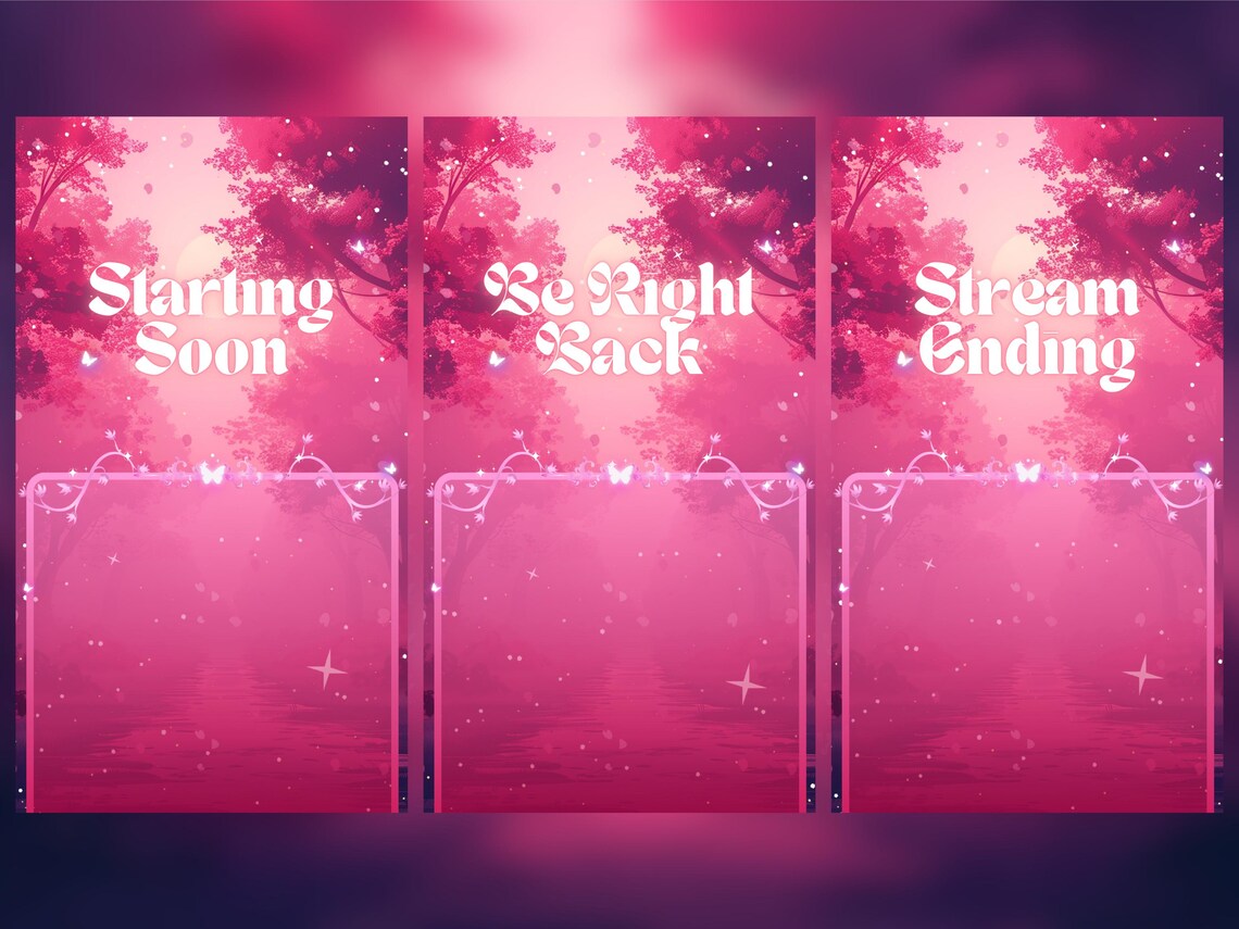 Pink Forest Tiktok Stream Overlay Package (animated) - Etsy