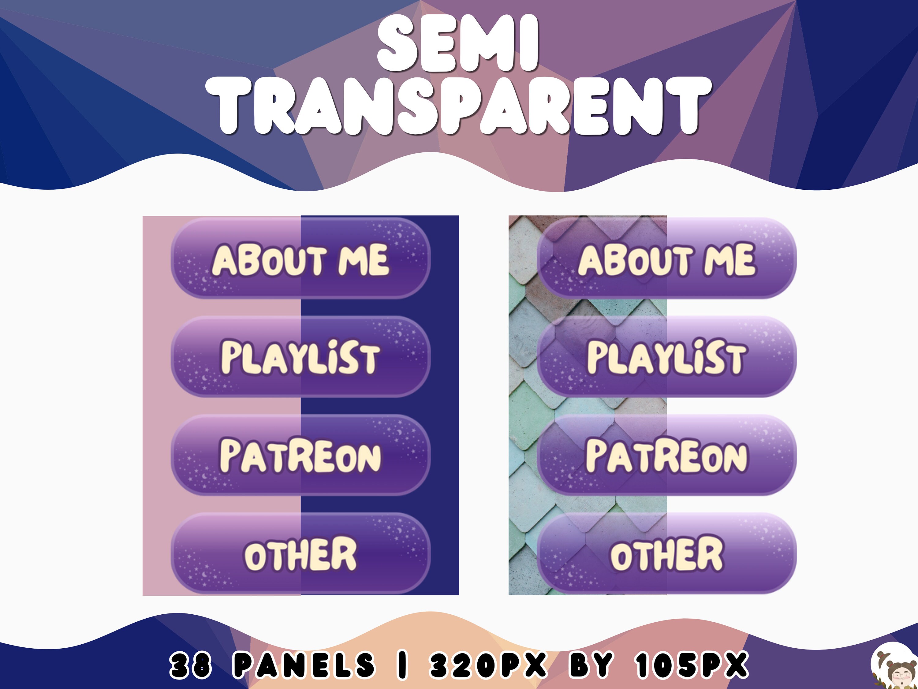 Purple Twitch Panels Semi Transparent Twitch Panels Cute Twitch Panels ...