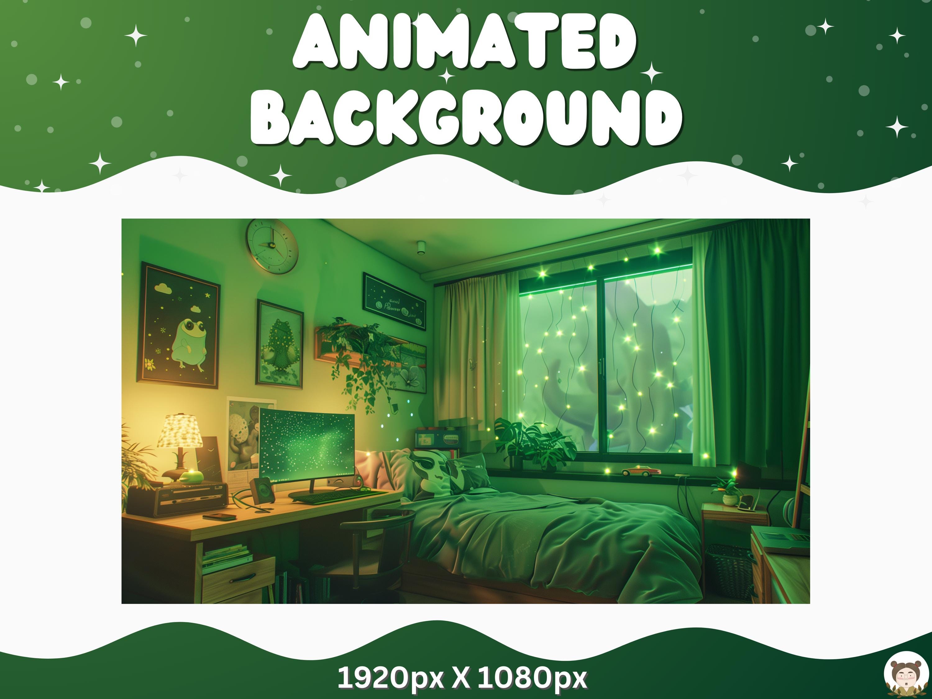 Vtuber Animated Background Green Twitch Lofi Stream Overlay Vtuber ...