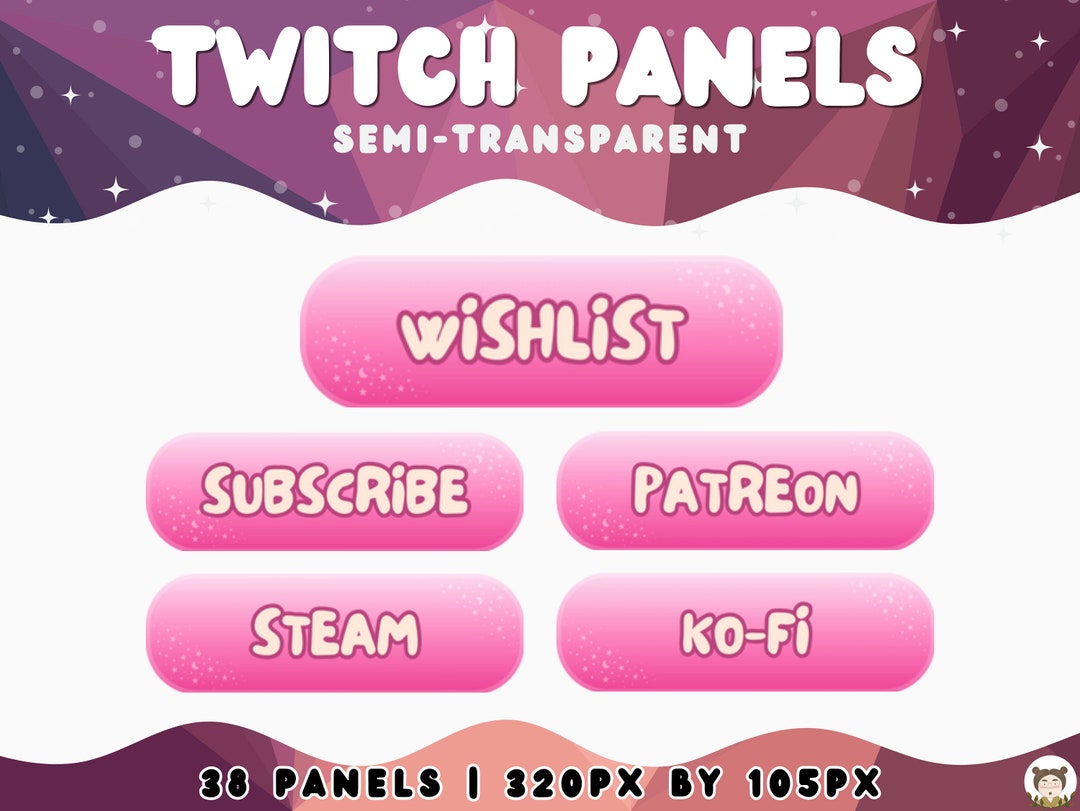 Pink Twitch Panels Semi Transparent Twitch Panels Cute Twitch Panels ...