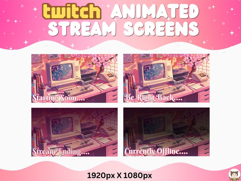 Animated Stream Screen Overlay Pink for Twitch Pink Twitch Overlay ...