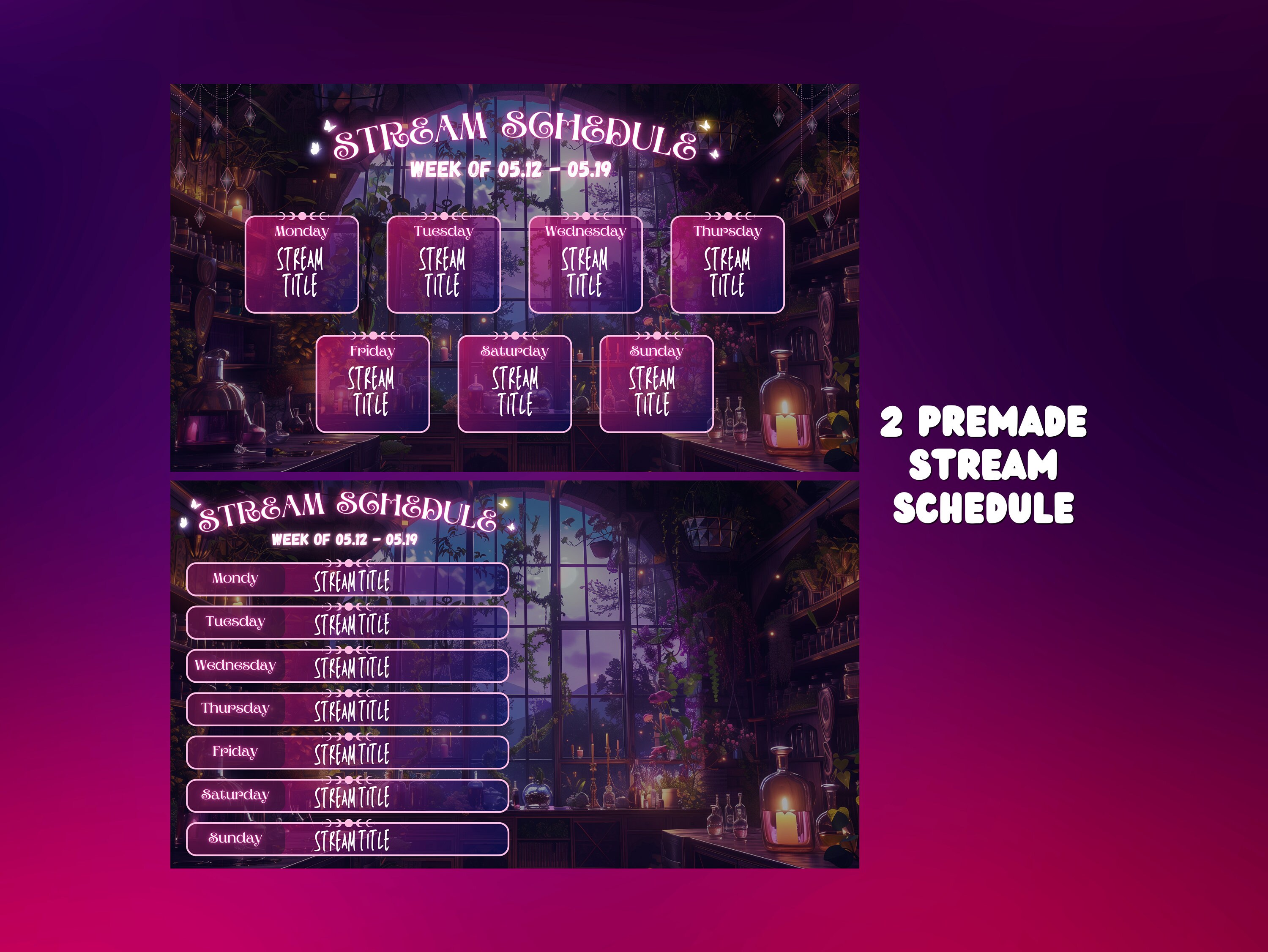 Stream Schedule Purple Witch Twitch Fantasy Stream Customizable ...