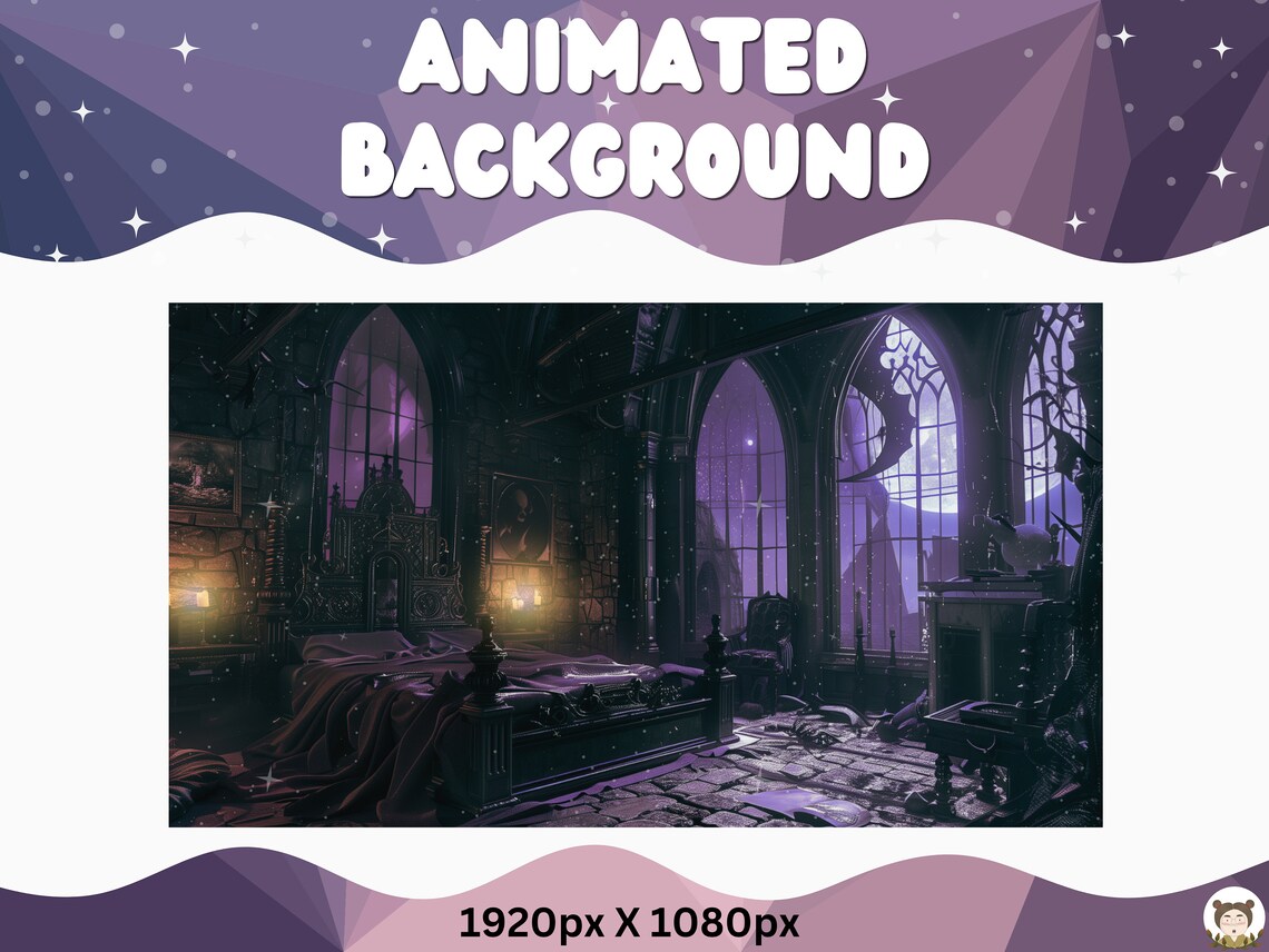 Vtuber Animated Background Purple Lair Twitch Fantasy Stream Overlay ...