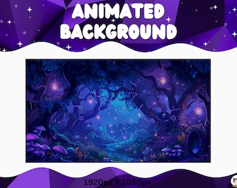 Vtuber Animated Background Purple Witch Twitch Fantasy Stream Overlay Vtuber Seamless Looped ...