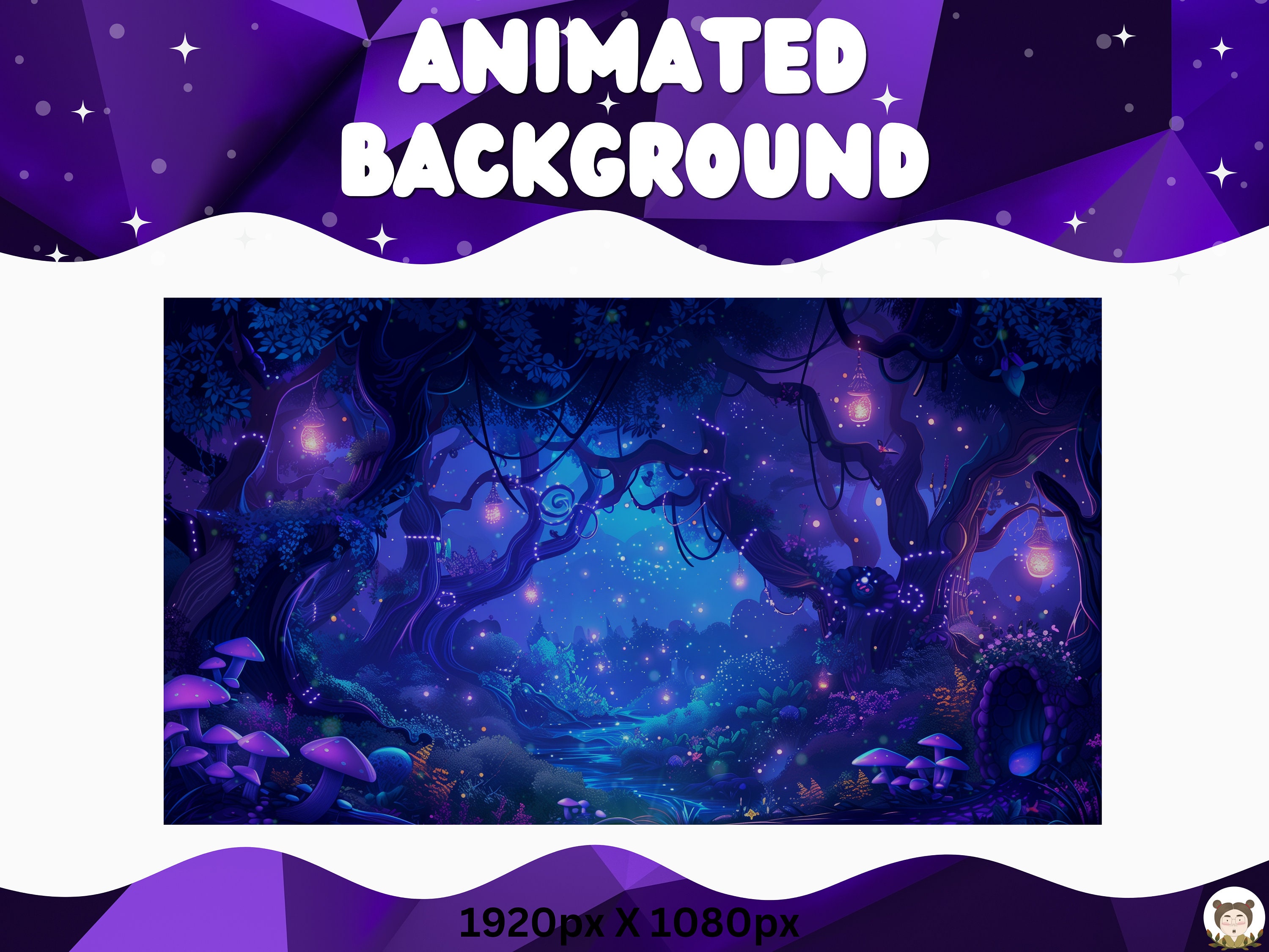 Vtuber Animated Background Purple Witch Twitch Fantasy Stream Overlay ...