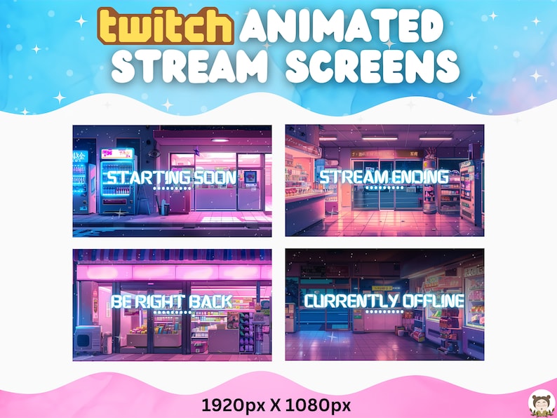Stream Screens Lofi Store Neon Pink Blue Starting Soon Screen Stream ...