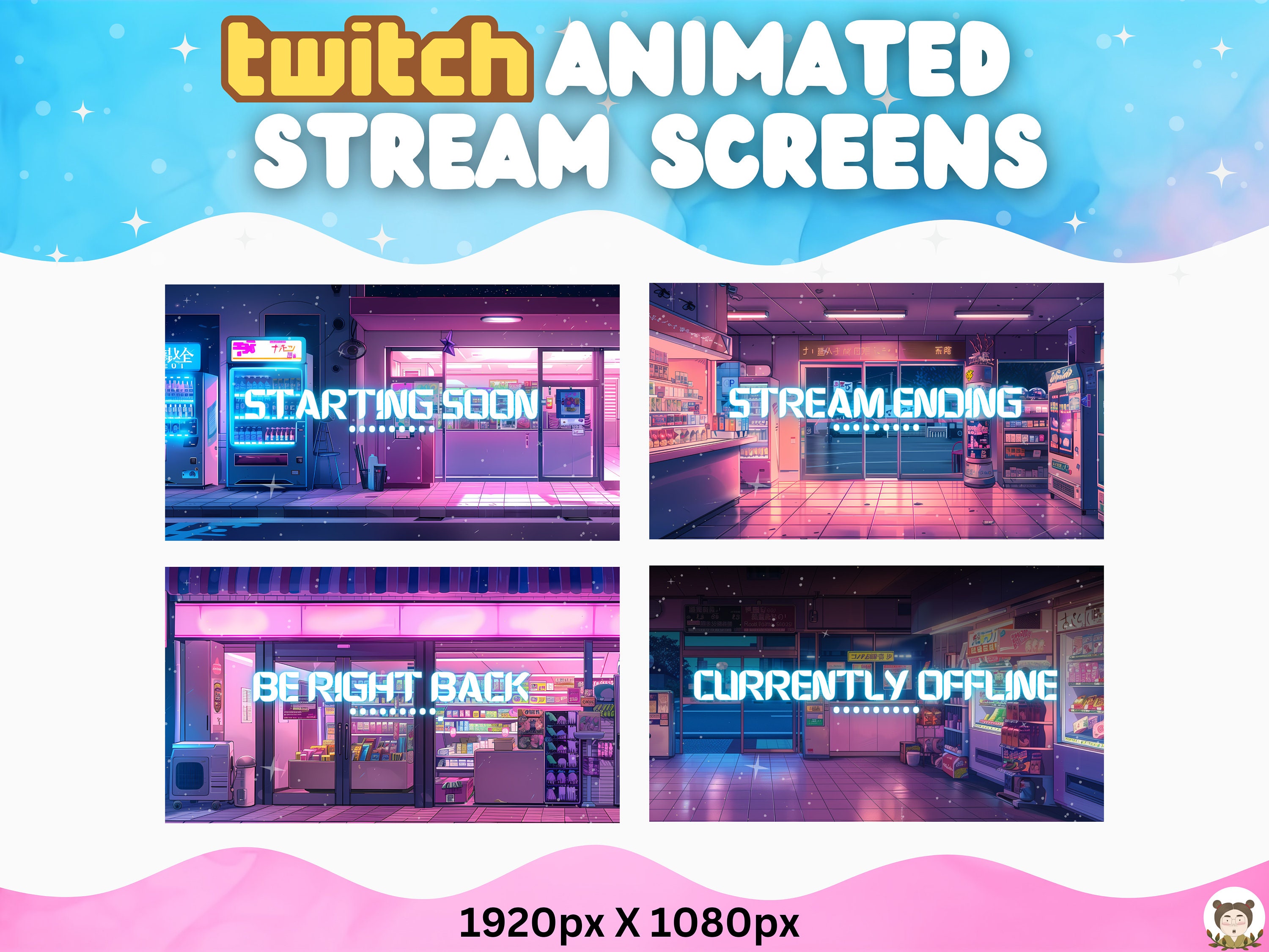 Stream Screens Lofi Store Neon Pink Blue Starting Soon Screen Stream ...