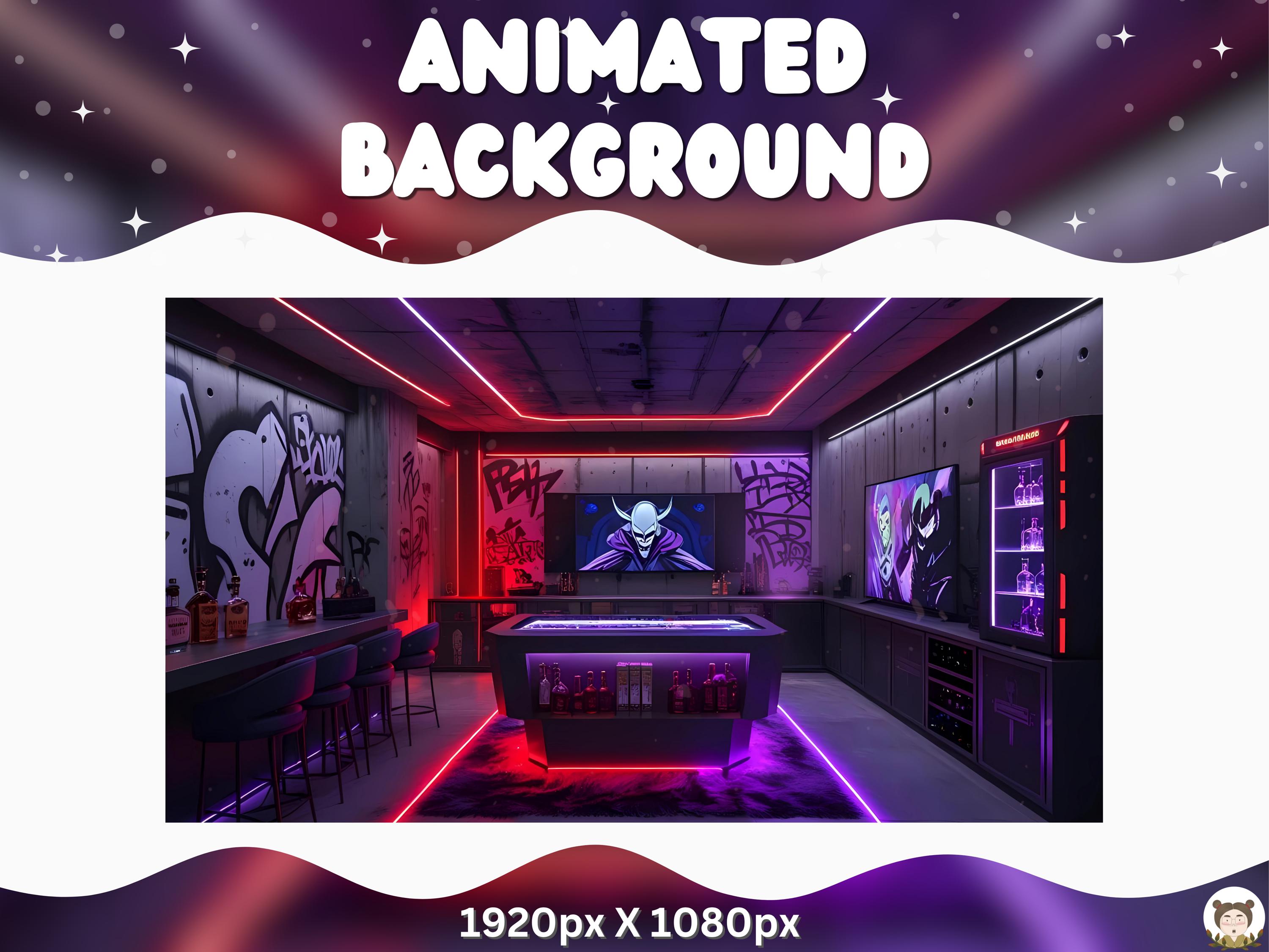 Vtuber Animated Background Gamer Bar Twitch Stream Overlay Vtuber ...