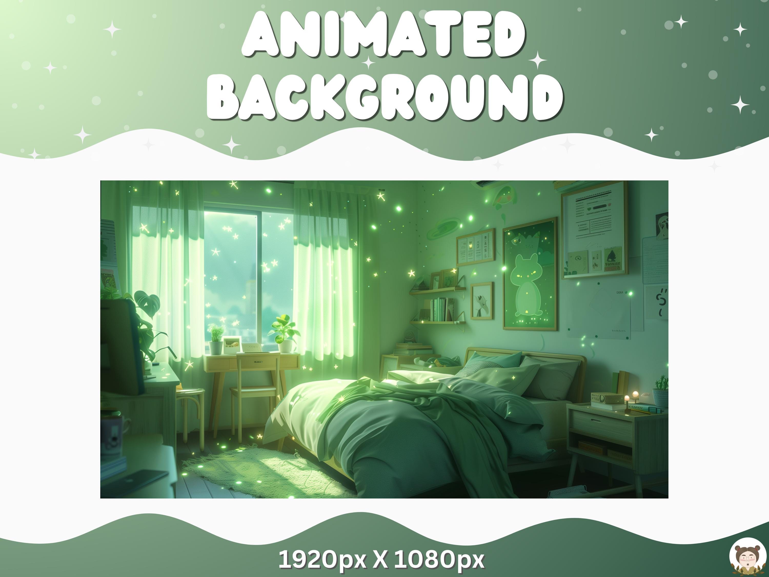 Vtuber Animated Background Green Twitch Lofi Stream Overlay Vtuber ...