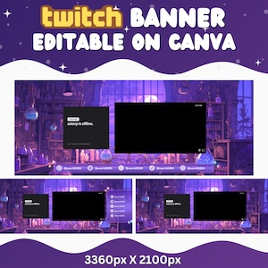 Twitch Banner Template Personalized Stream Violet Twitch Stream Banners ...