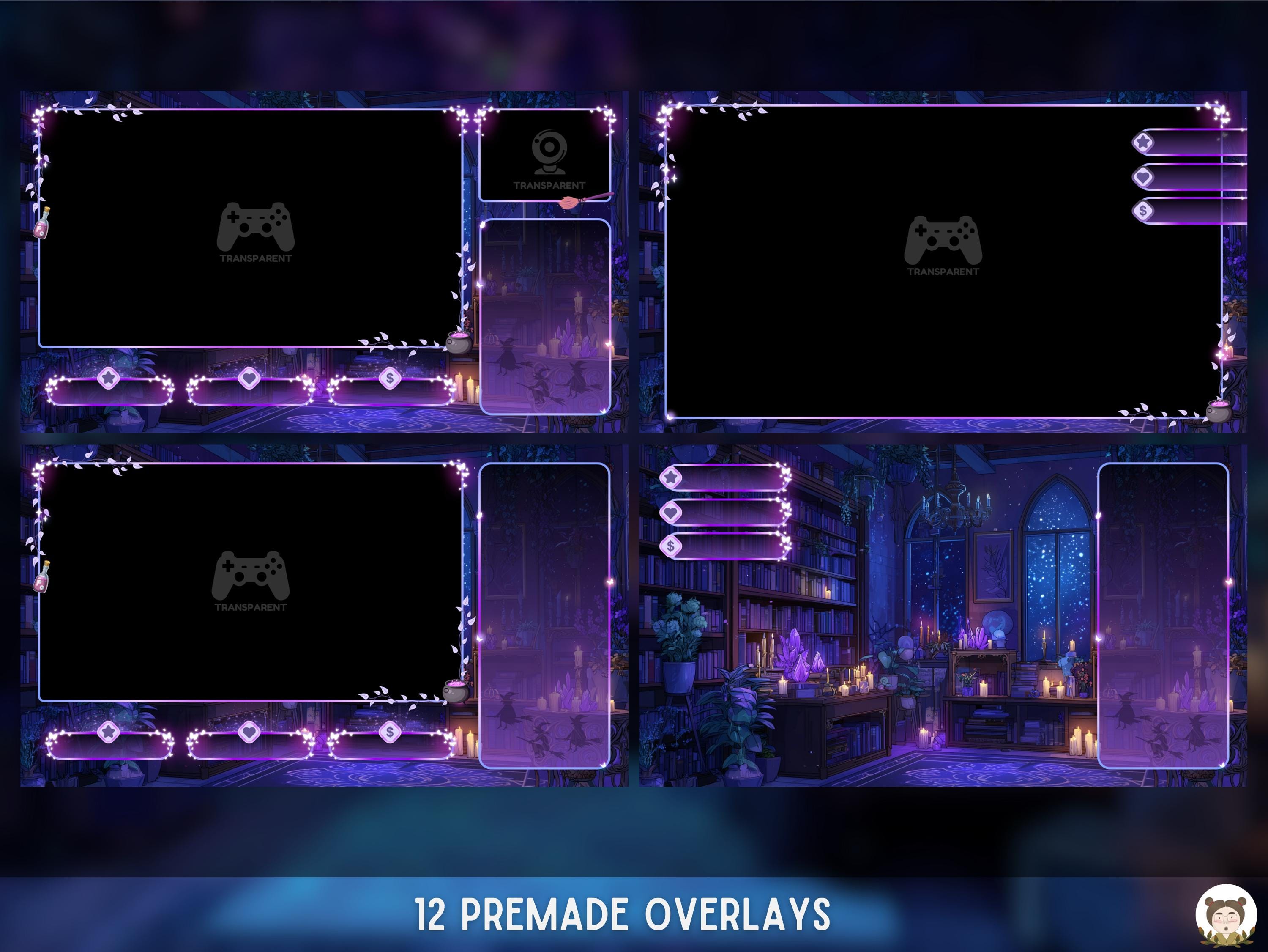 Twitch Overlay Package Purple Witch Vampire Lair Animated Stream ...