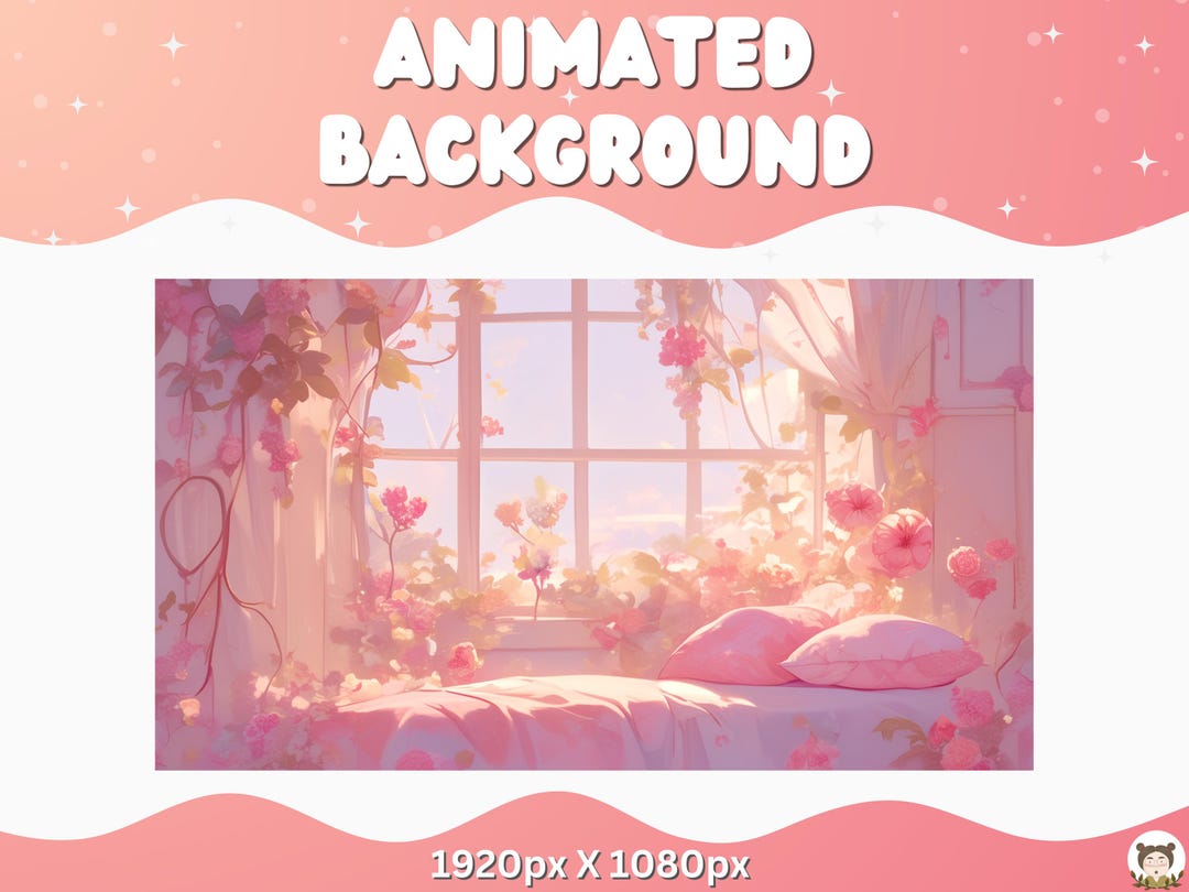 Vtuber Animated Background Pink Floral Twitch Lofi Stream Overlay ...