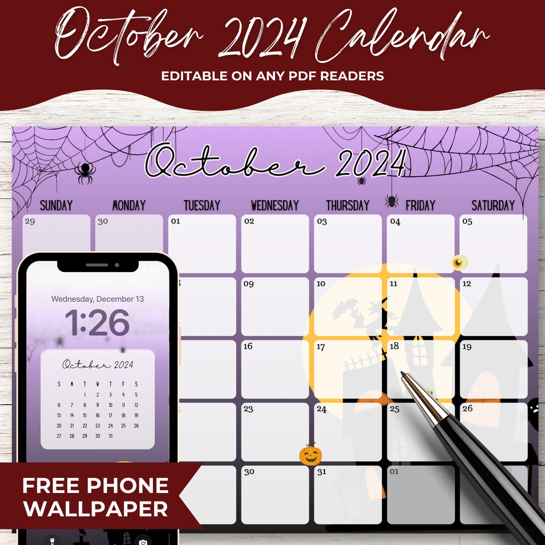Editable October Calendar 2024 sunday Starts, Printable Fillable ...