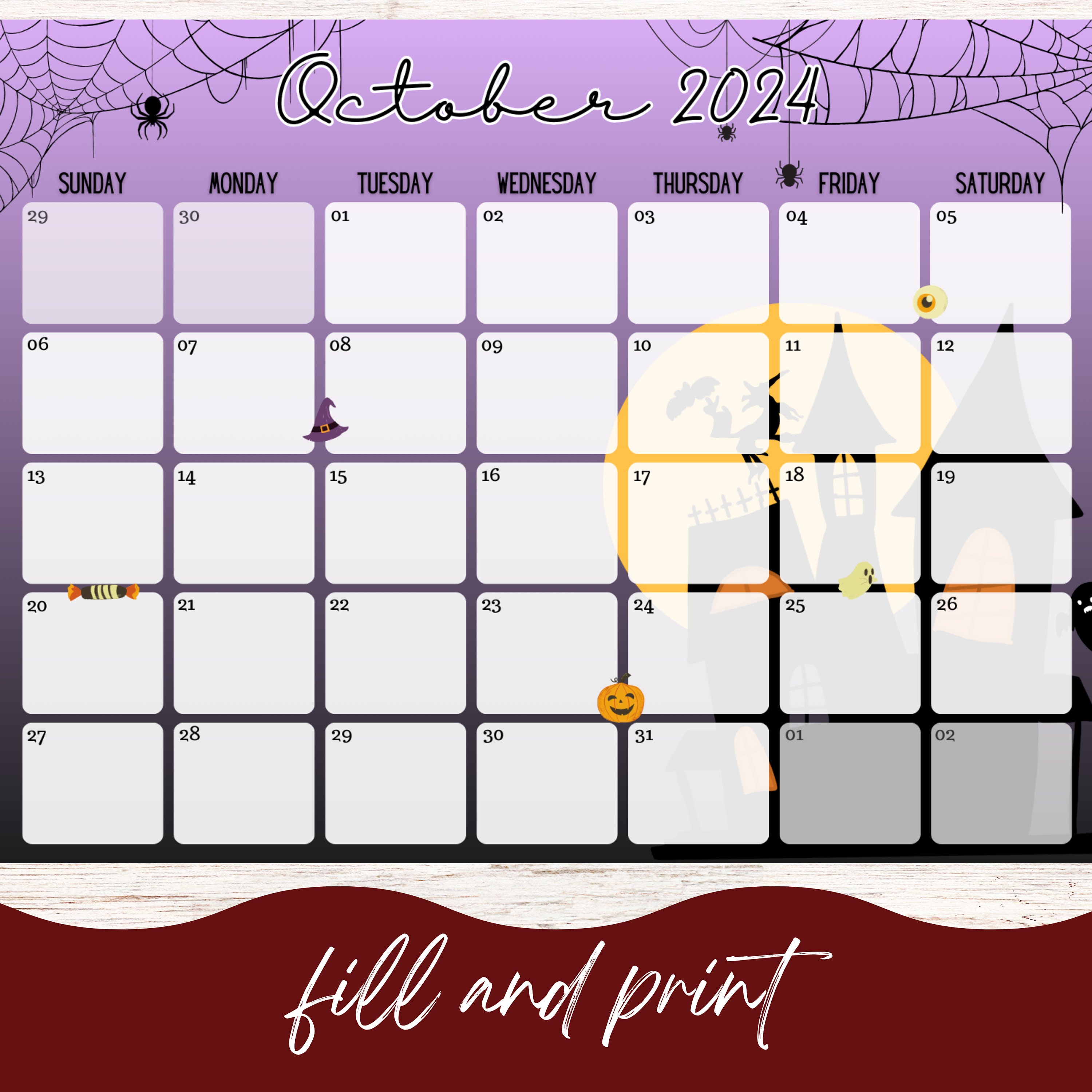 Editable October Calendar 2024 sunday Starts, Printable Fillable ...