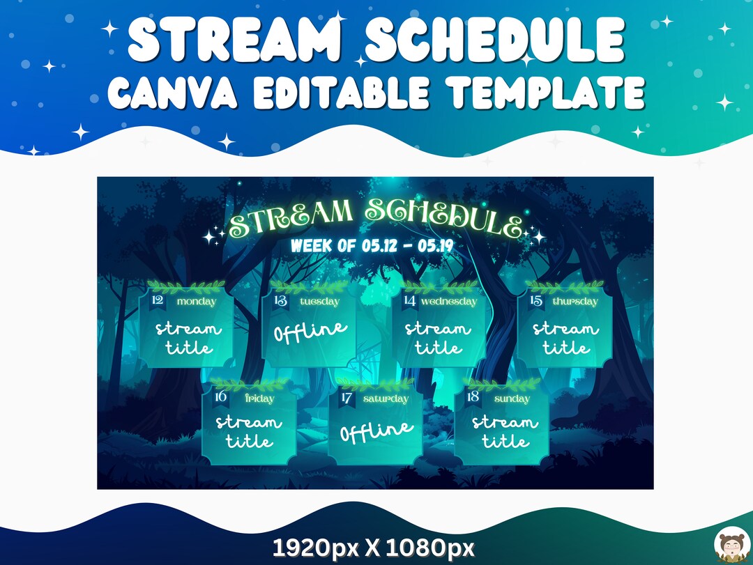 Stream Schedule Teal Forest Twitch Fantasy Stream Customizable Schedule ...