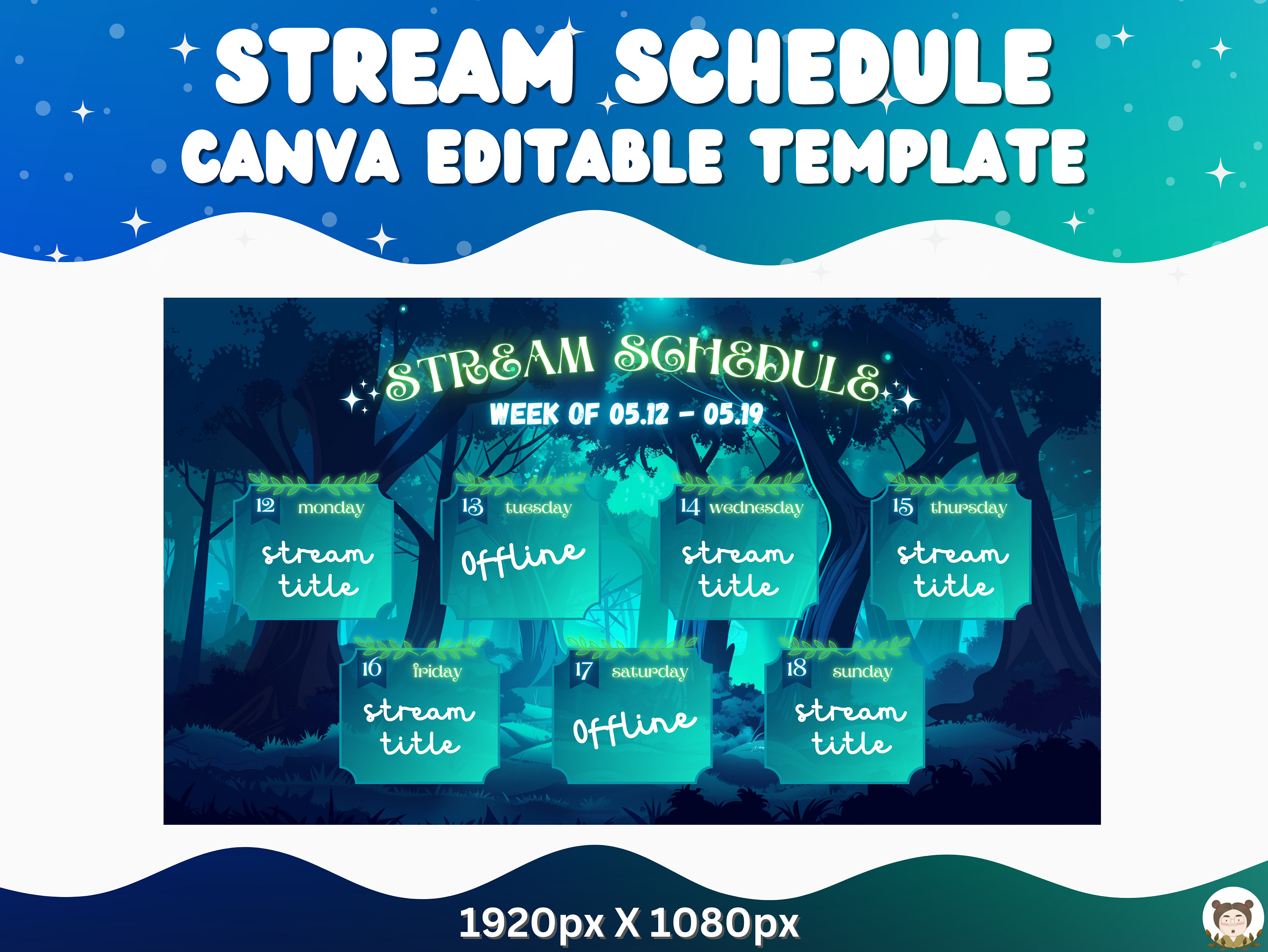 Stream Schedule Teal Forest Twitch Fantasy Stream Customizable Schedule ...