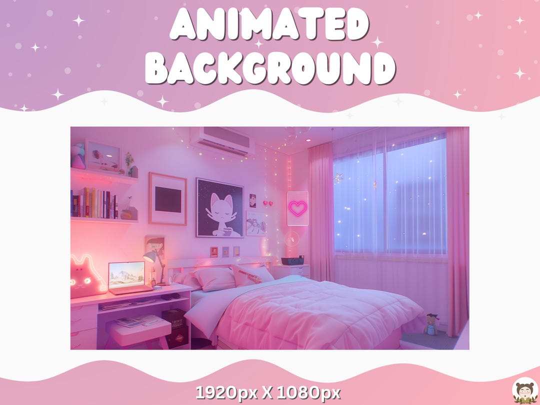 Vtuber Animated Background Pink Twitch Lofi Stream Overlay Vtuber ...