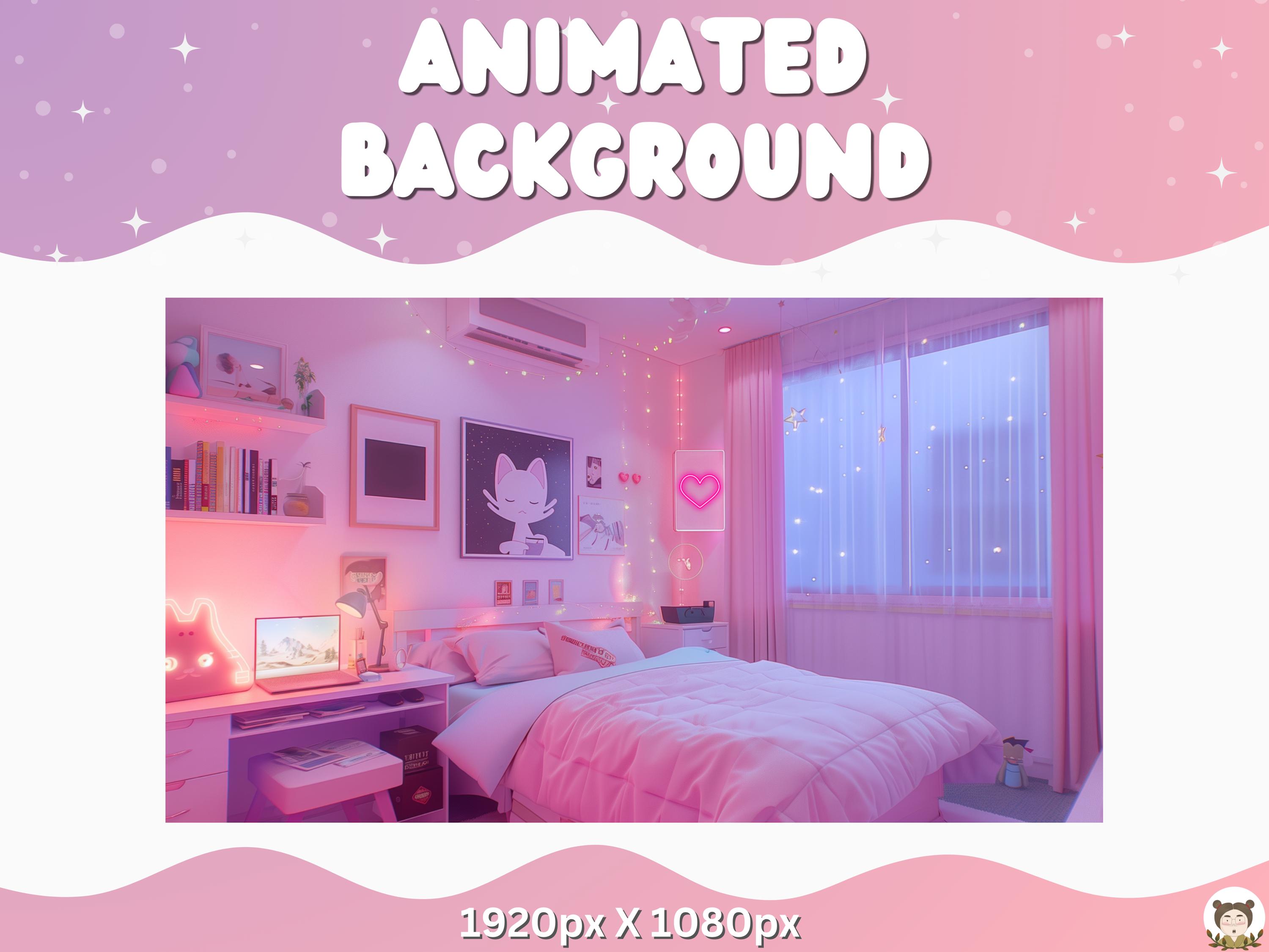 Vtuber Animated Background Pink Twitch Lofi Stream Overlay Vtuber ...