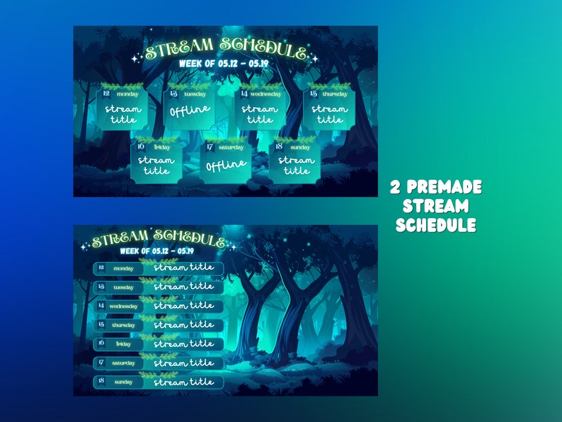 Stream Schedule Teal Forest Twitch Fantasy Stream Customizable Schedule ...