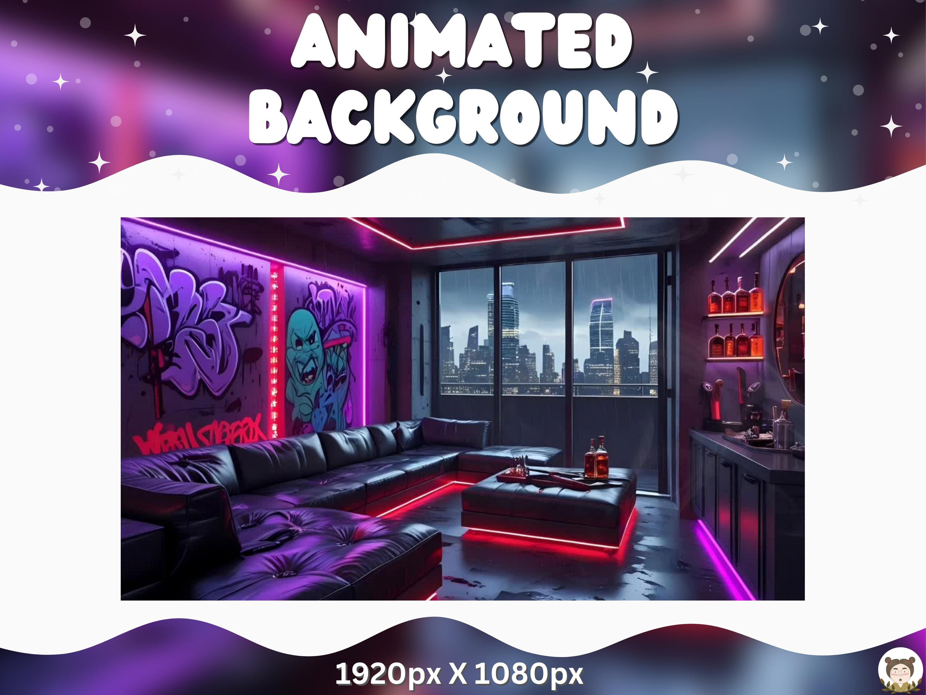 Vtuber Animated Background Gamer Bar Twitch Stream Overlay Vtuber ...