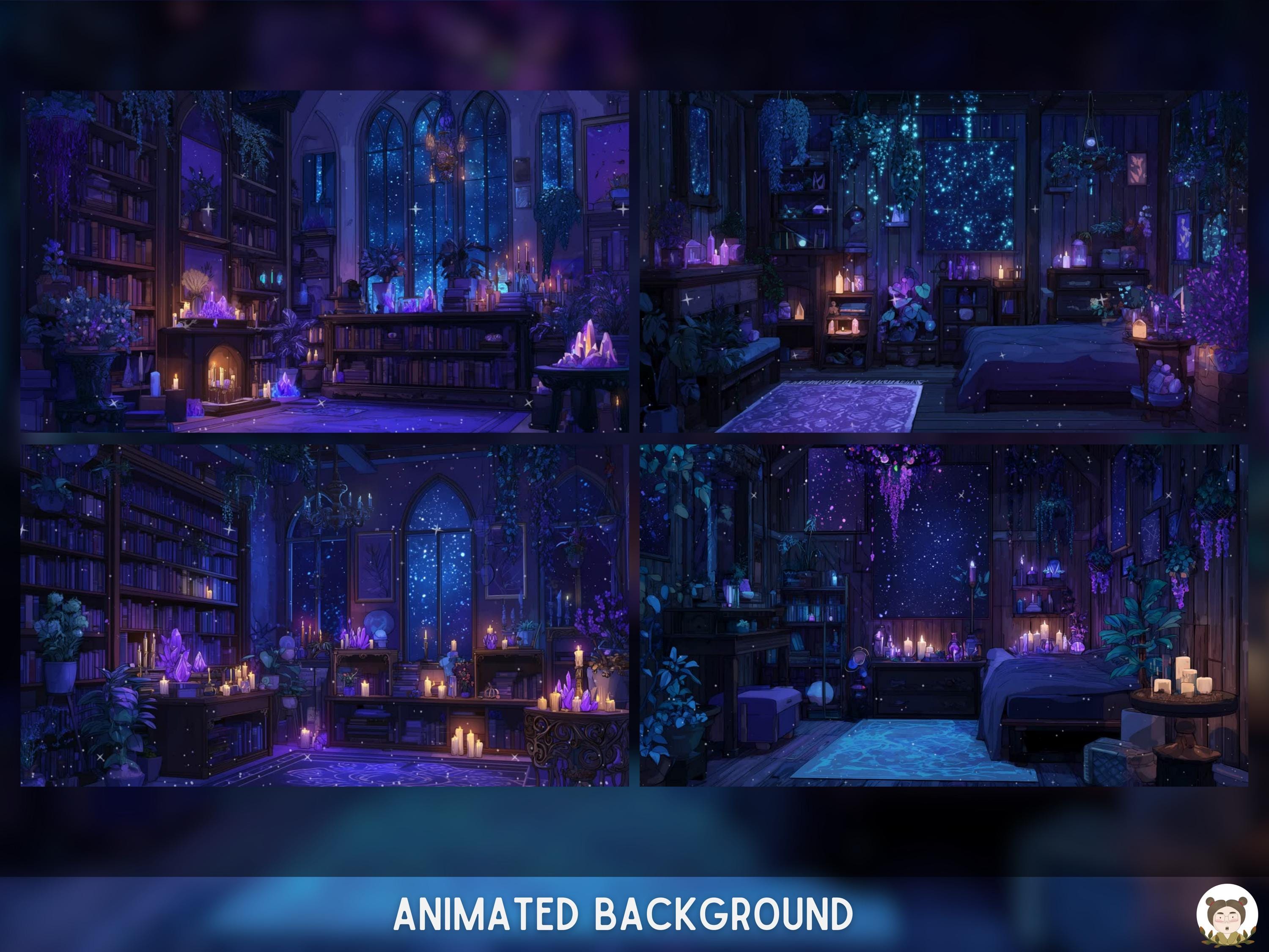 Twitch Overlay Package Purple Witch Vampire Lair Animated Stream ...
