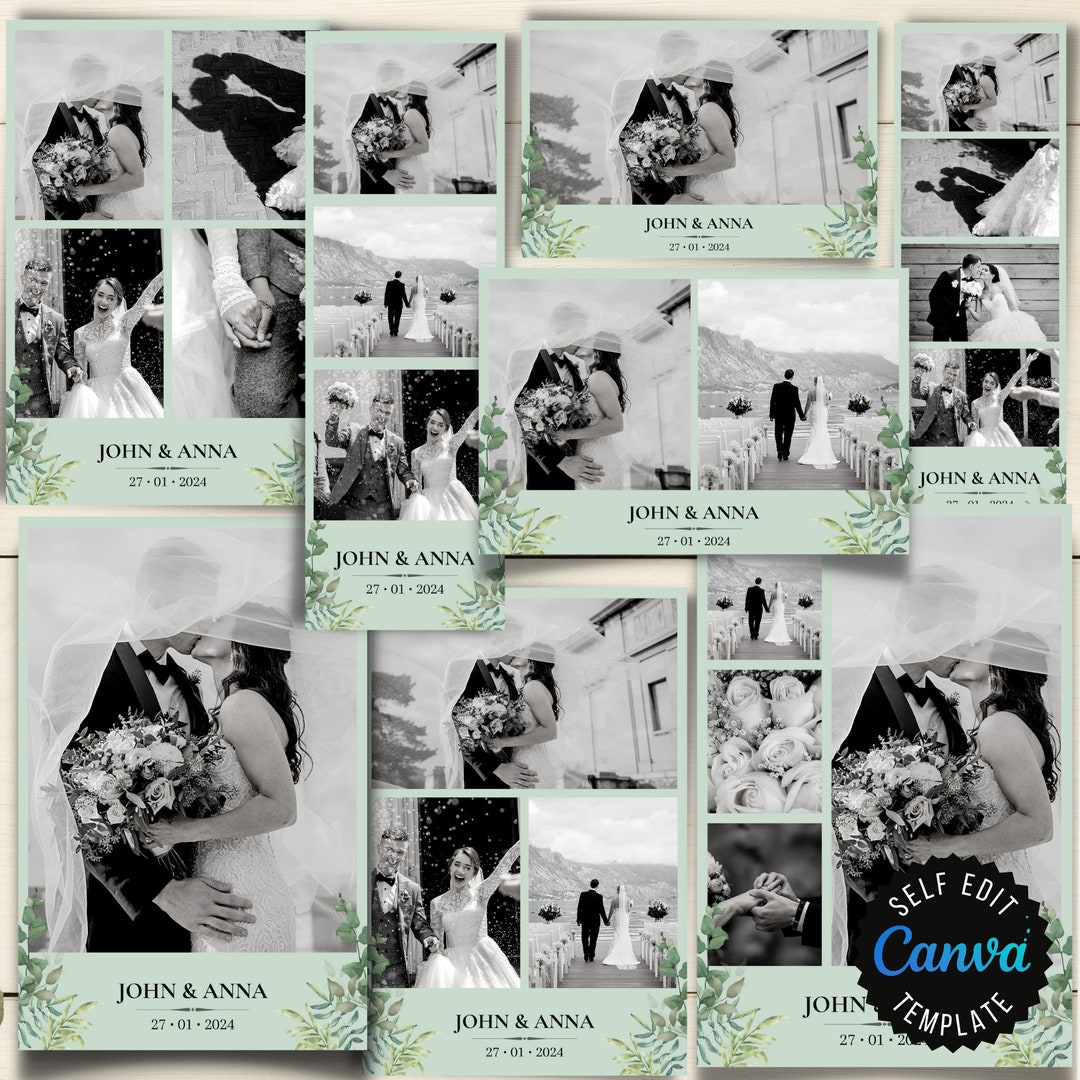 Wedding Photo Booth Template Green Sage Customize Wedding DIY Simple ...