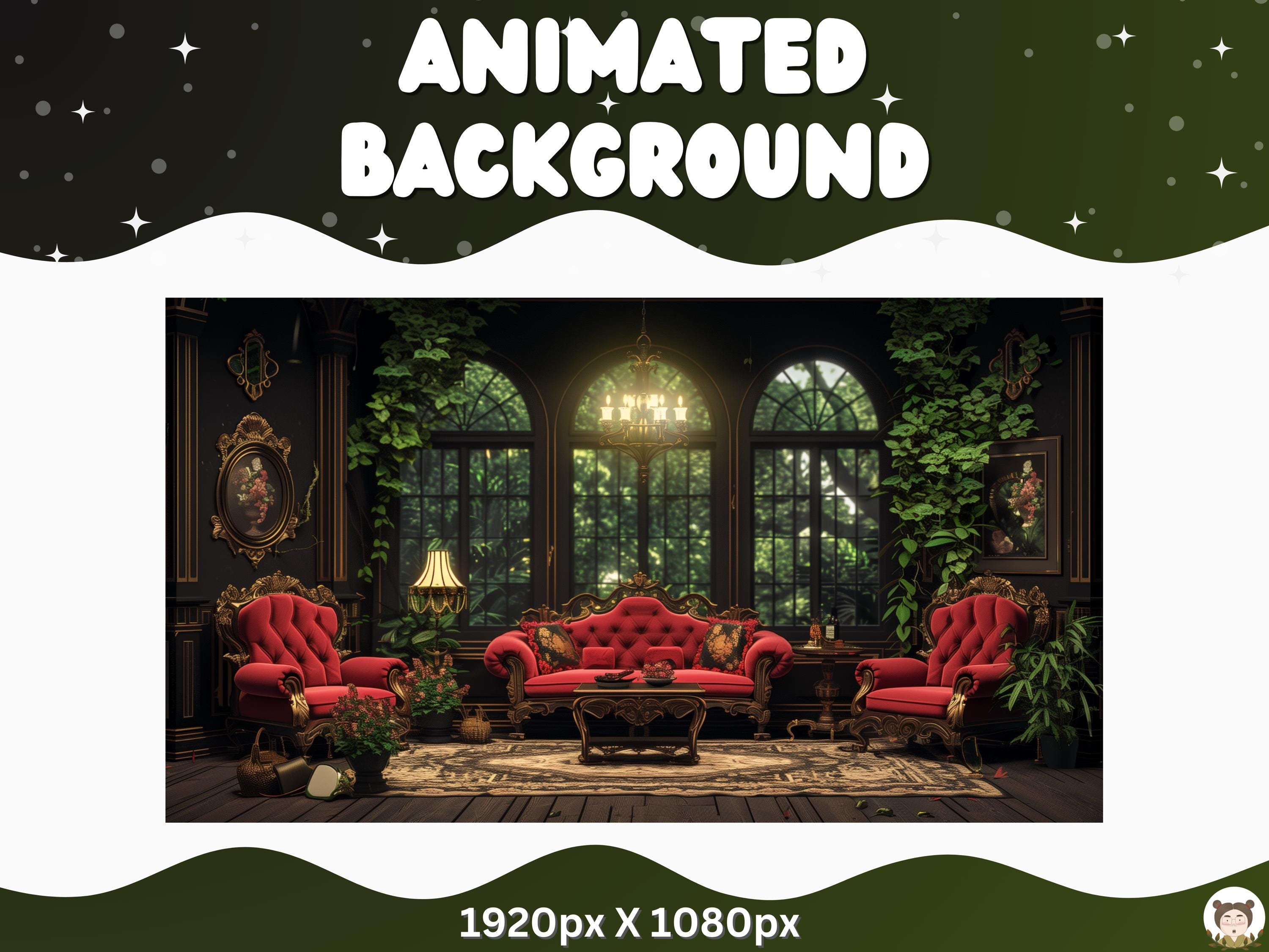 Vtuber Animated Background Green Witch Twitch Fantasy Stream Overlay ...