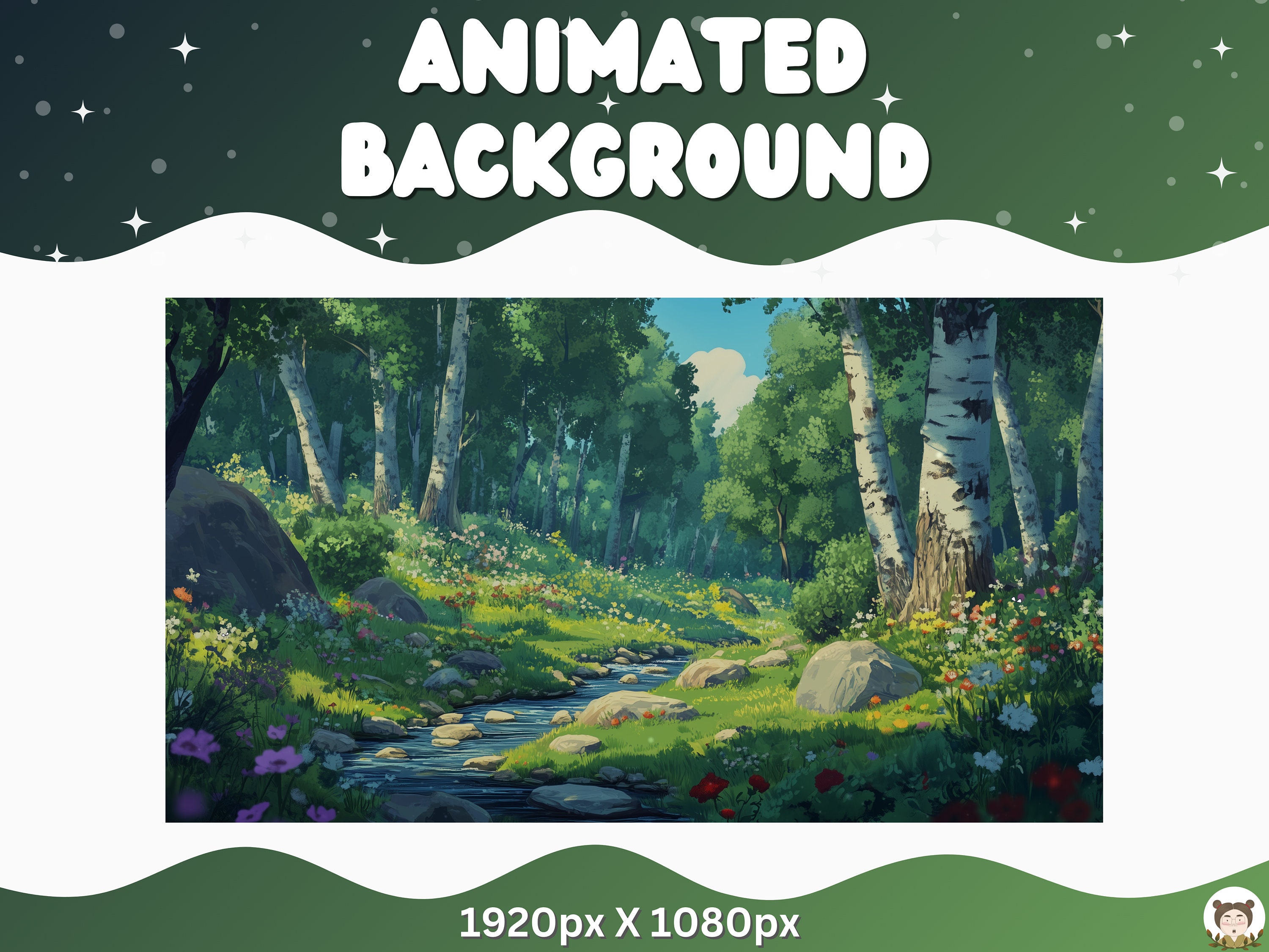 Vtuber Animated Background Green Forest Witch Twitch Fantasy Stream ...