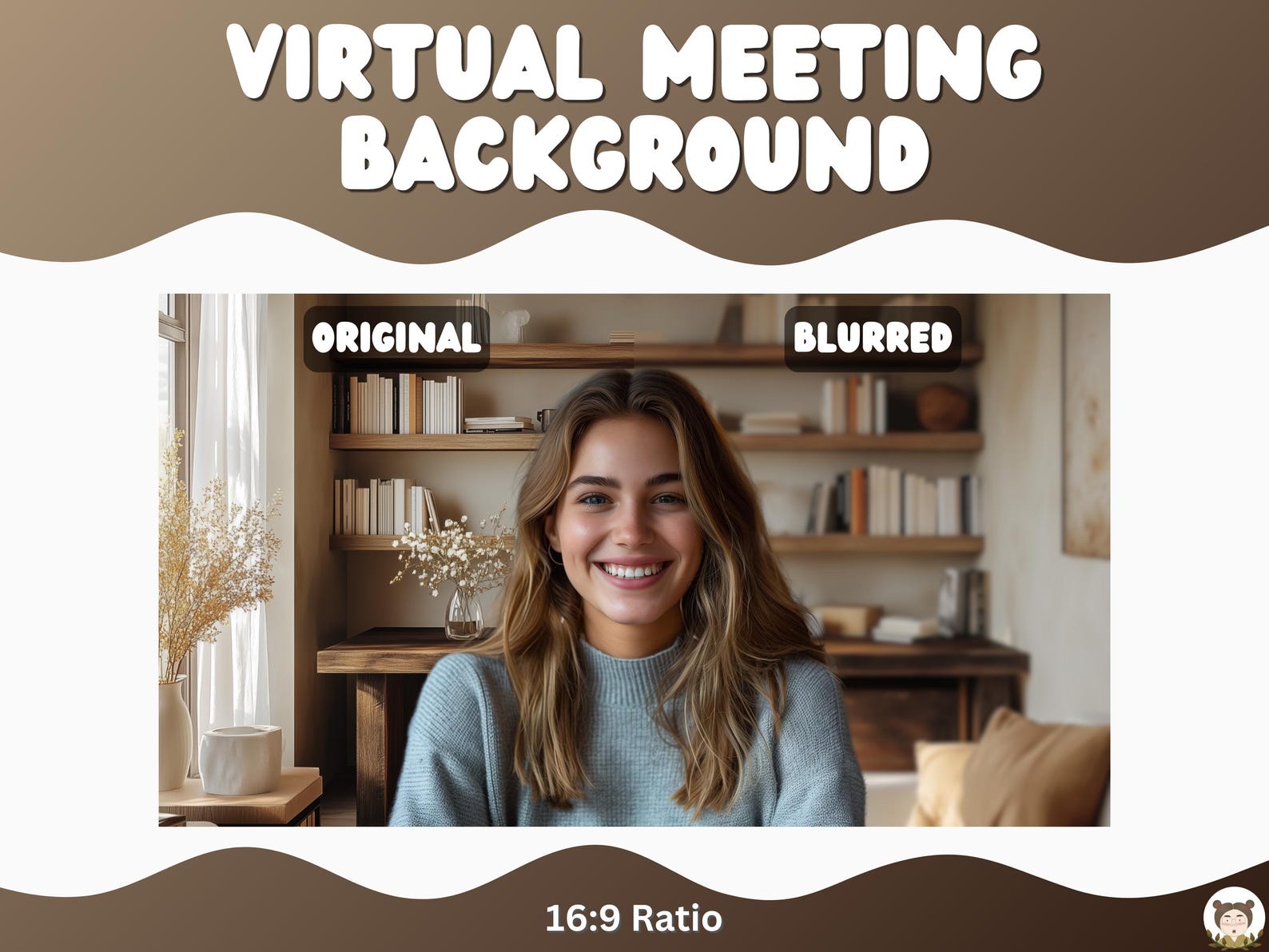 Zoom Background Office Background Virtual Background Bookshelf for Zoom ...
