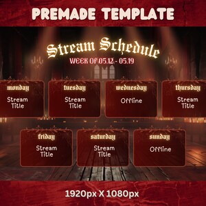 Stream Schedule Red Vampire Lair Twitch Fantasy Stream Customizable ...