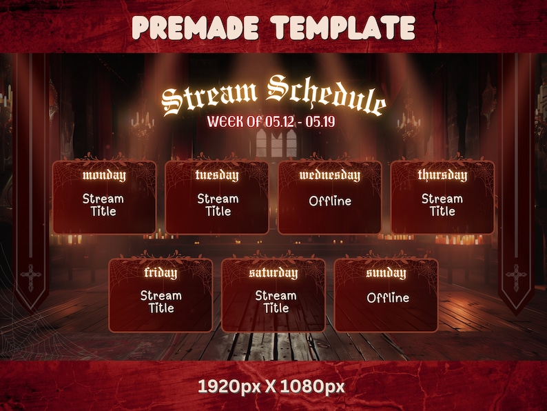 Stream Schedule Red Vampire Lair Twitch Fantasy Stream Customizable ...