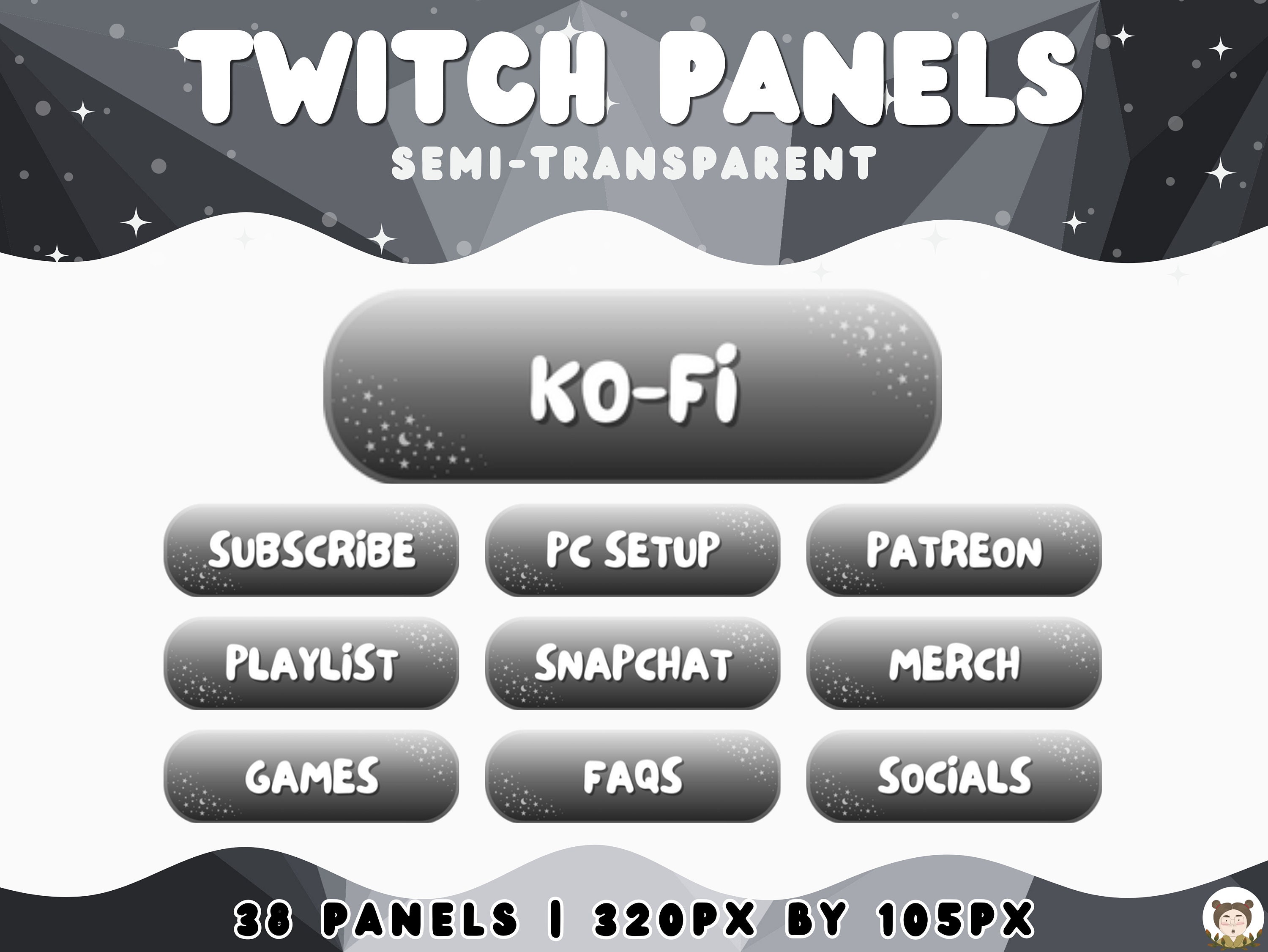 Black Twitch Panels Semi Transparent Twitch Panels Cute Twitch Panels ...