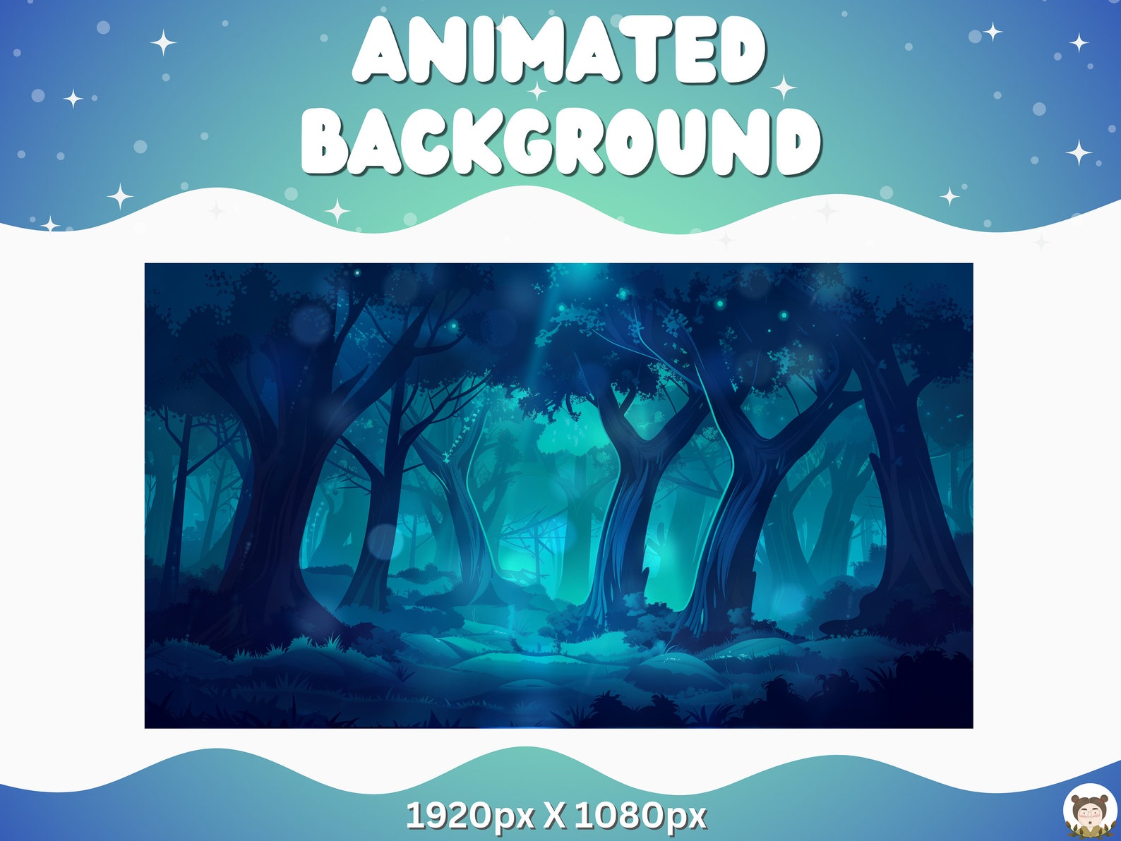 Vtuber Animated Background Blue Forest Witch Twitch Fantasy Stream ...