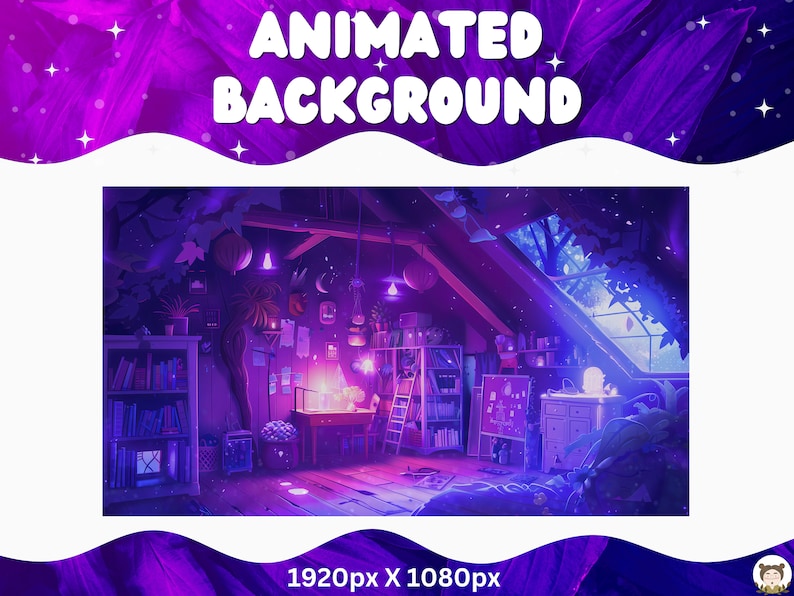 Vtuber Animated Background Purple Twitch Lofi Stream Overlay Vtuber ...
